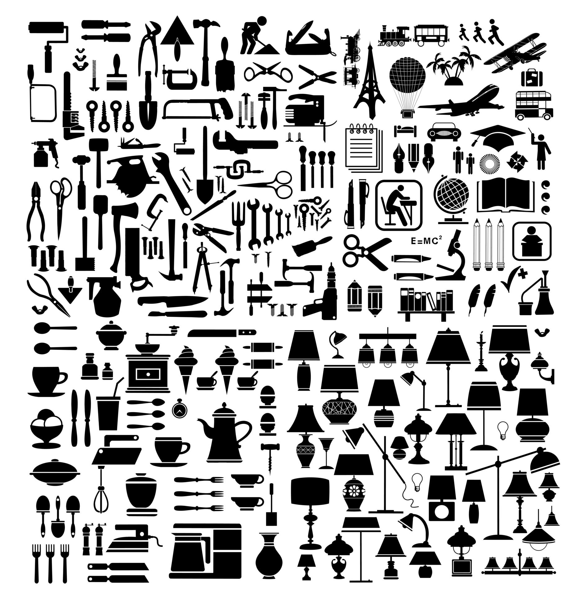 Old vintage icons silhouette retro 2776616 Vector Art at Vecteezy