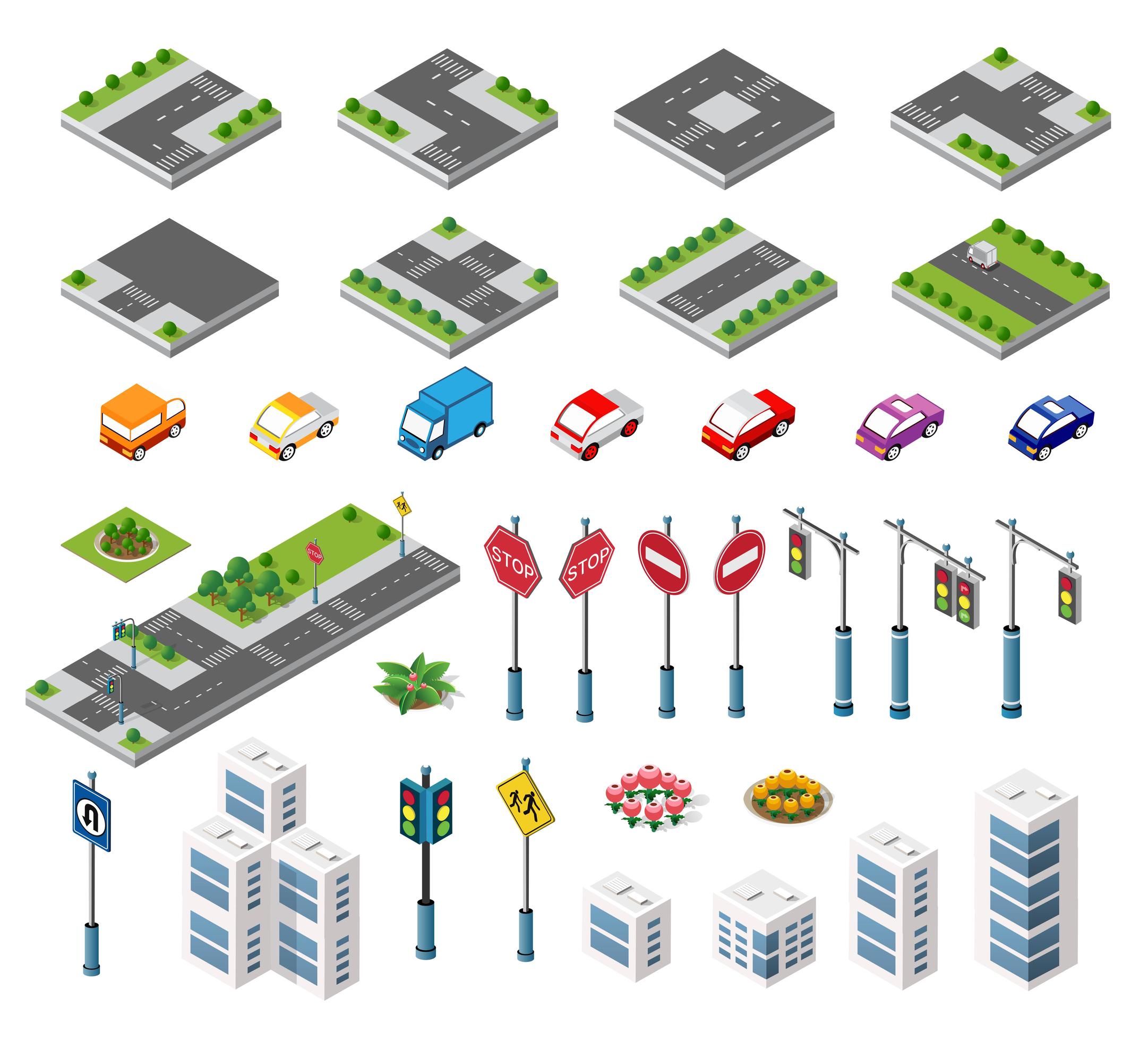 Isometric set building houses icons of blocks module of areas 2776622 ...