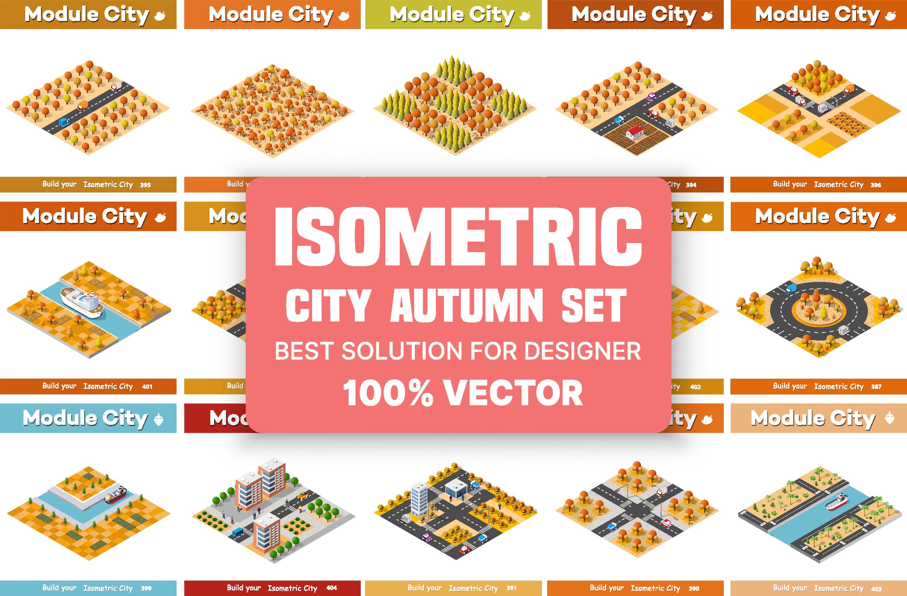 Isometric set of blocks module of areas of the autumn 2776649 Vector ...