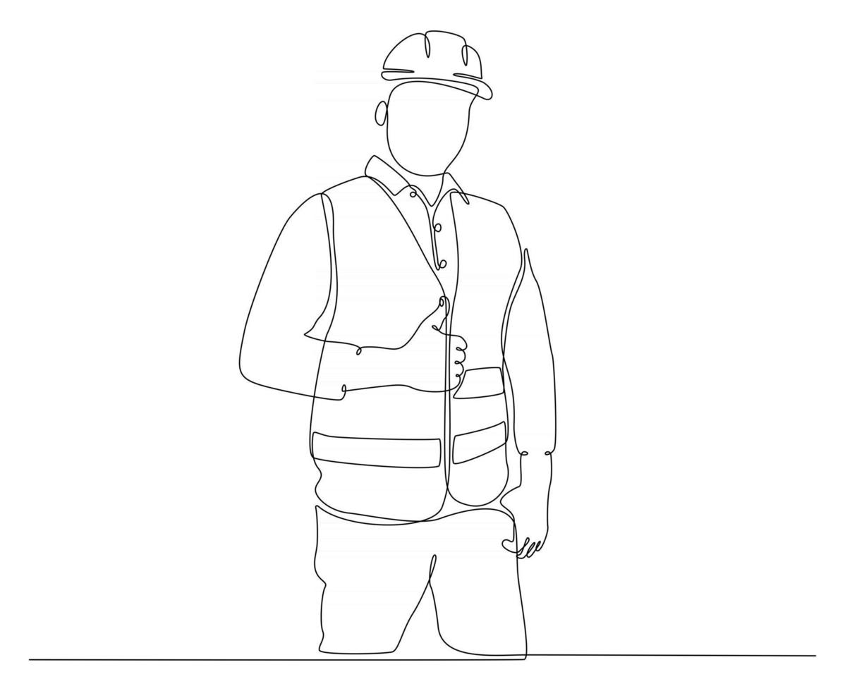 Continuous line drawing of construction workers vector illustration ... Continuous line drawing of construction workers vector illustration ...