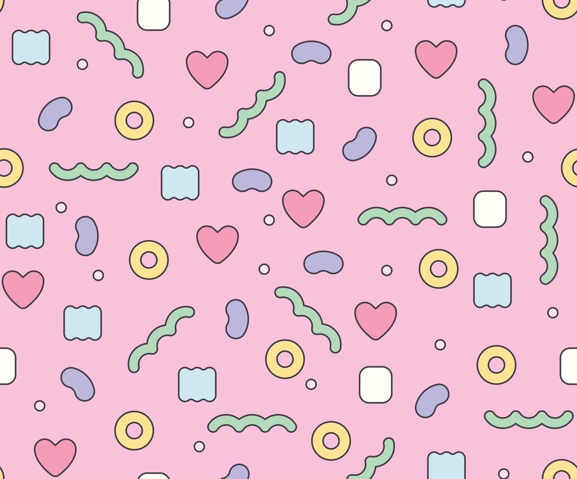 A seamless pattern with hearts and cute decoration figures freely ...