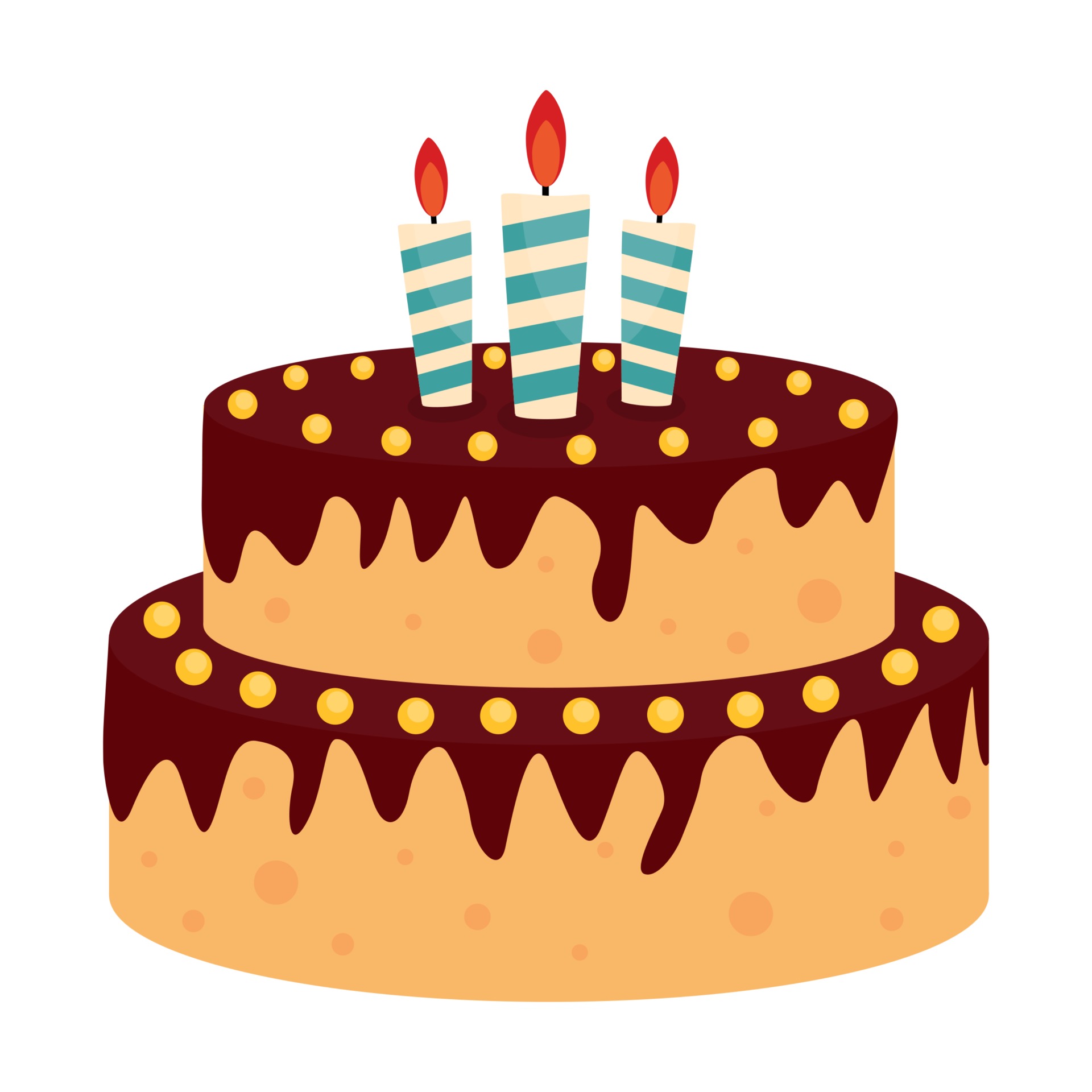 Cute Birthday Cake Icon with Candles. Design Element for Party ... Cute Birthday Cake Icon with Candles. Design Element for Party ...