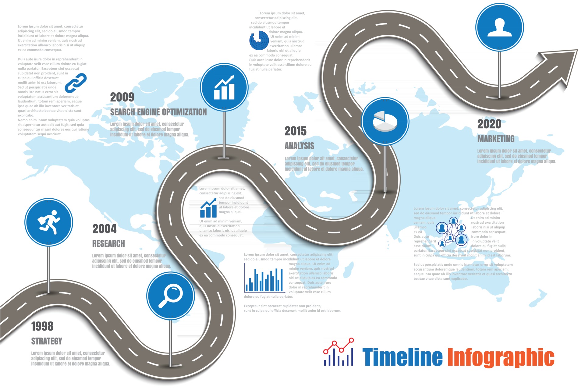 Business roadmap timeline infographic icons designed for abstract ...