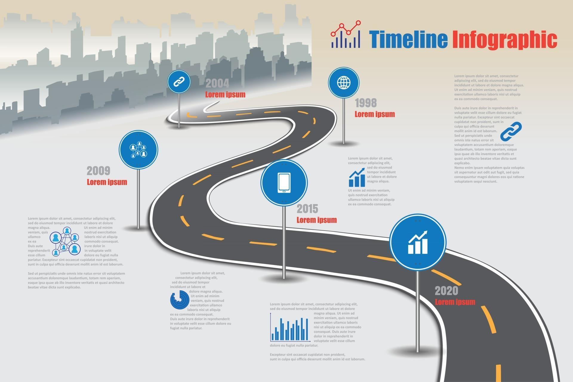 Business roadmap timeline infographic city designed for abstract ...