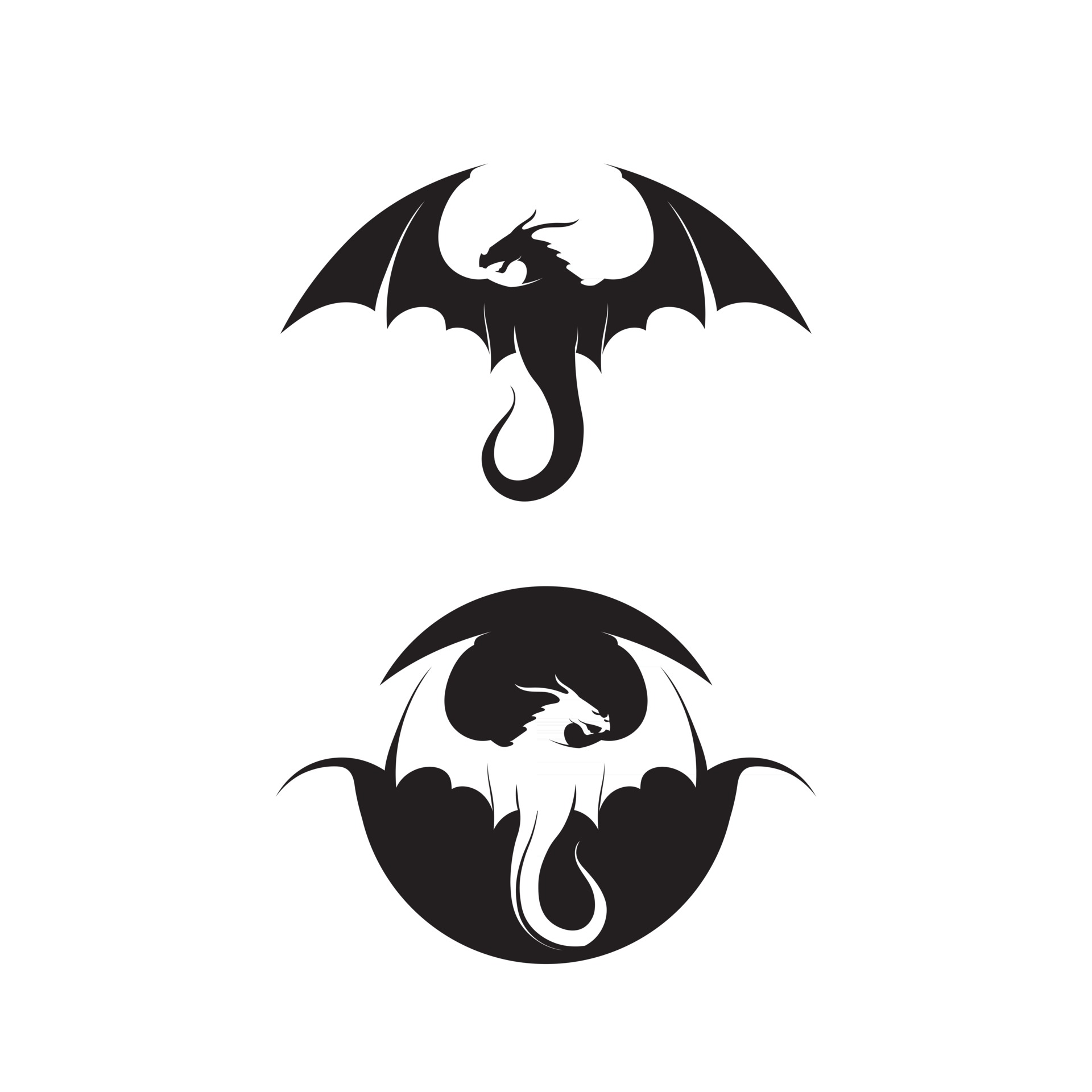Dragon vector icon illustration imagine animal fantasy reptile flying ...