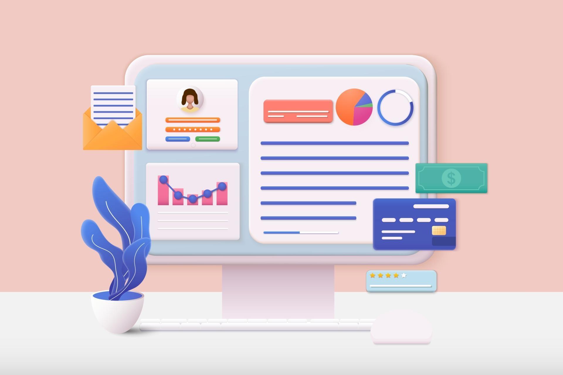 stock vector 3d web vector illustrations online concept computer with ...