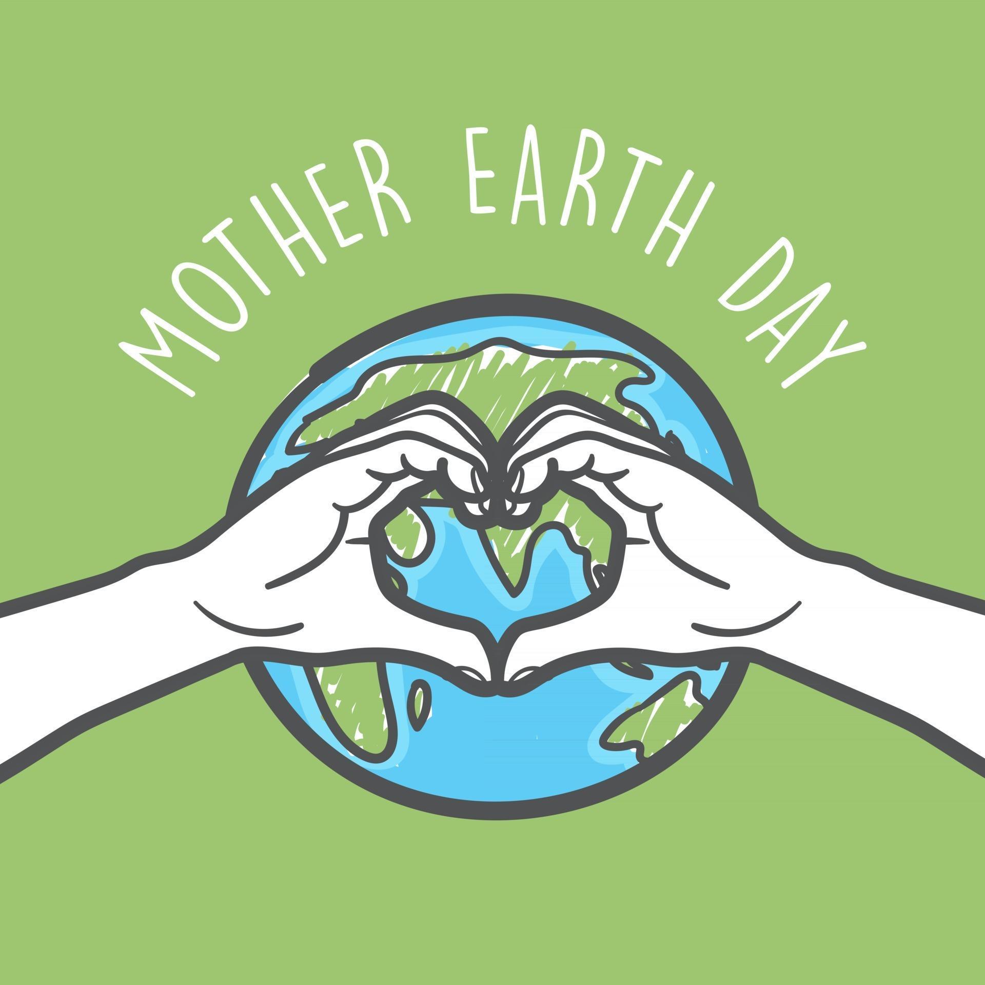 Love hand sign and earth between the hands celebrating Mother earth day ...