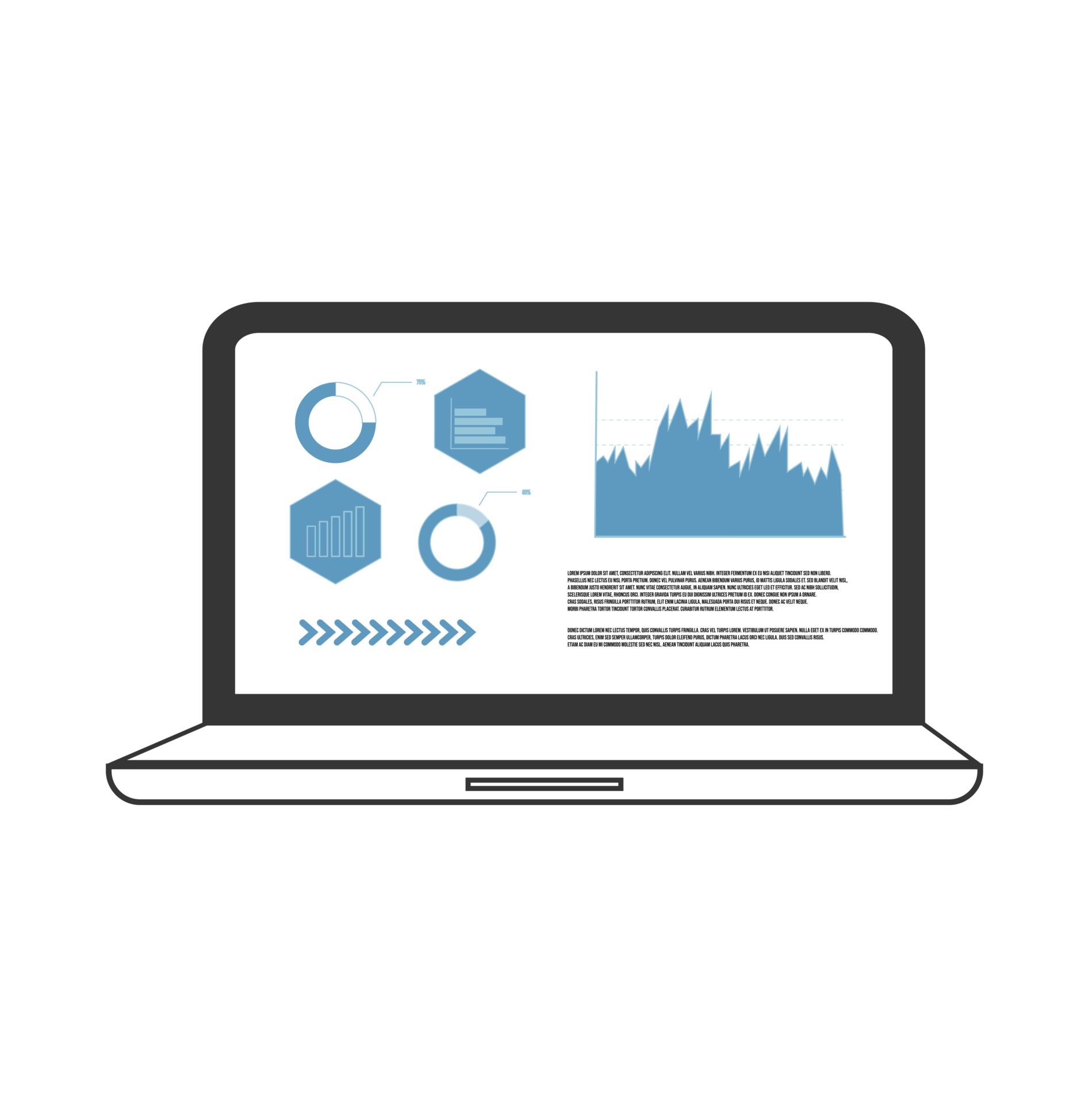 Vector computer laptop graph and chart in screen icon symbol on white ...