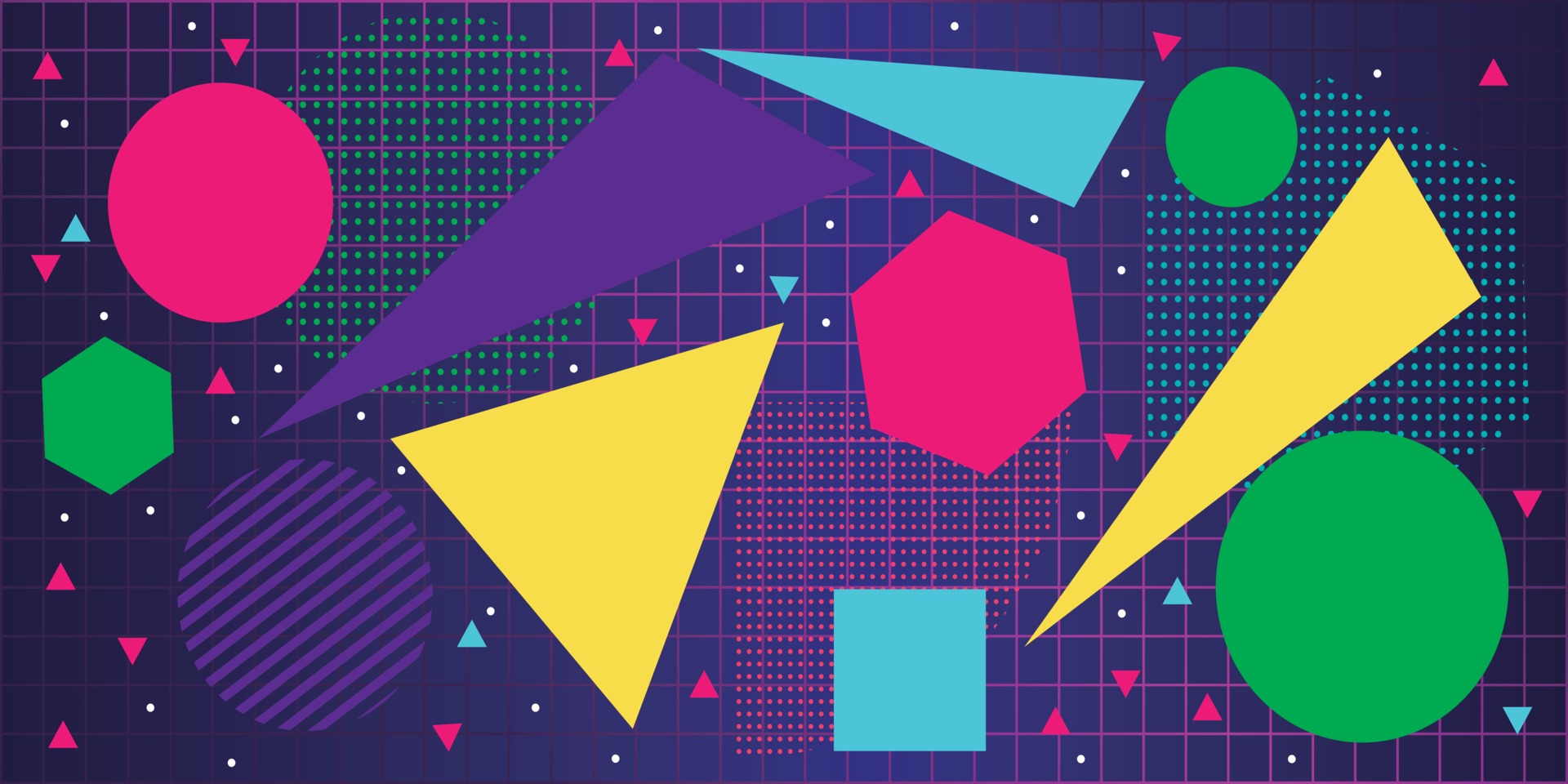 Flat and pattern geometric shapes over a grid background 2795483 Vector ...