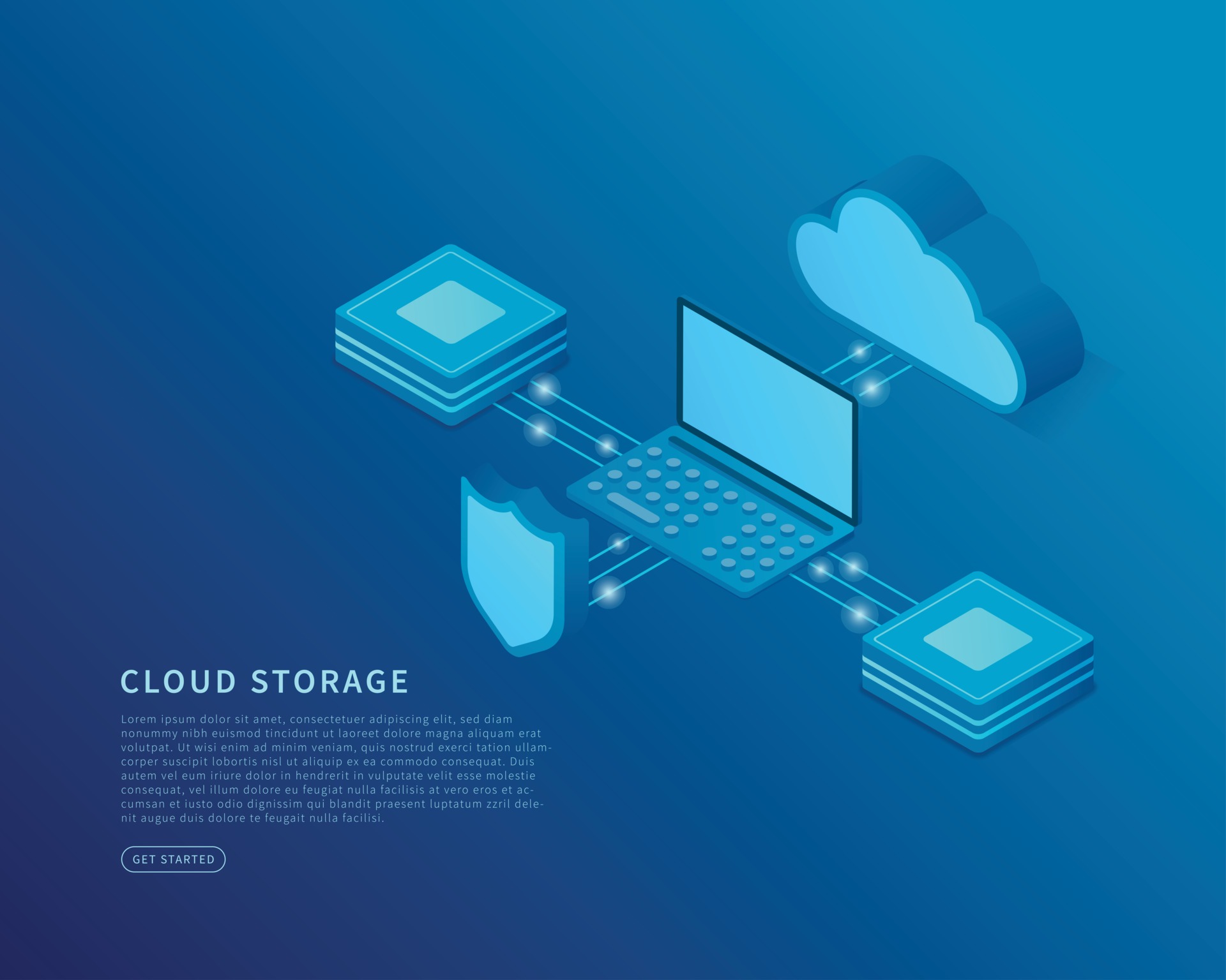 Cloud Storage Concept In Isometric Vector Illustration Digital Service Or App With Data