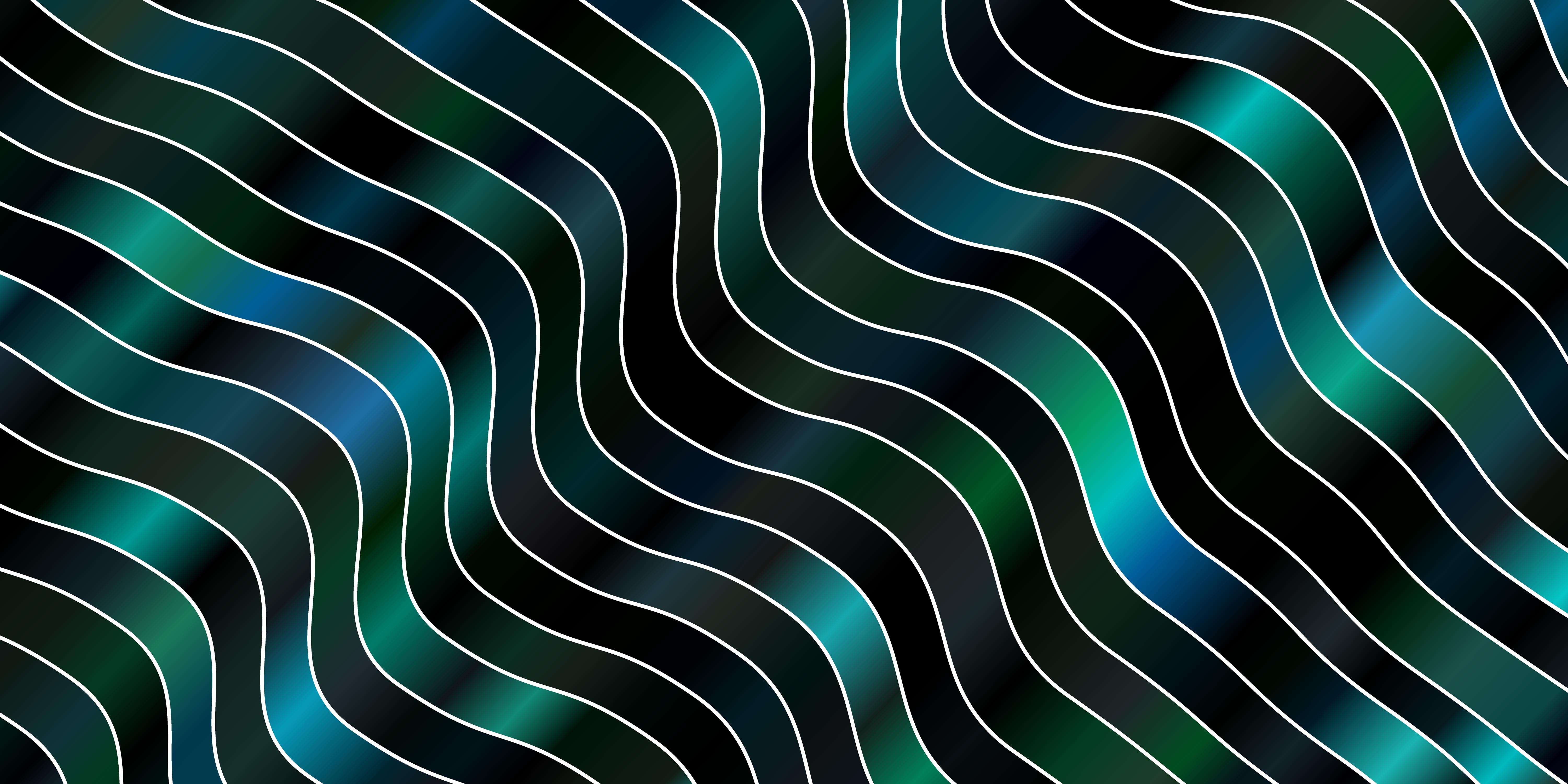Dark Blue Green Vector Background With Bent Lines Abstract Illustration With Bandy Gradient