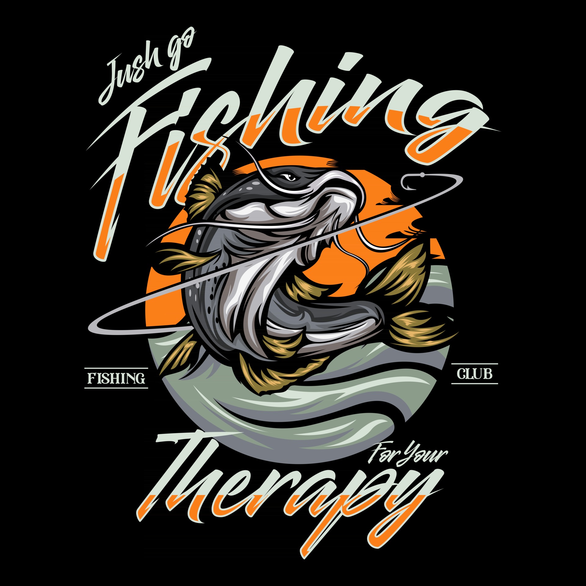 fishing illustration on solid color 2803204 Vector Art at Vecteezy