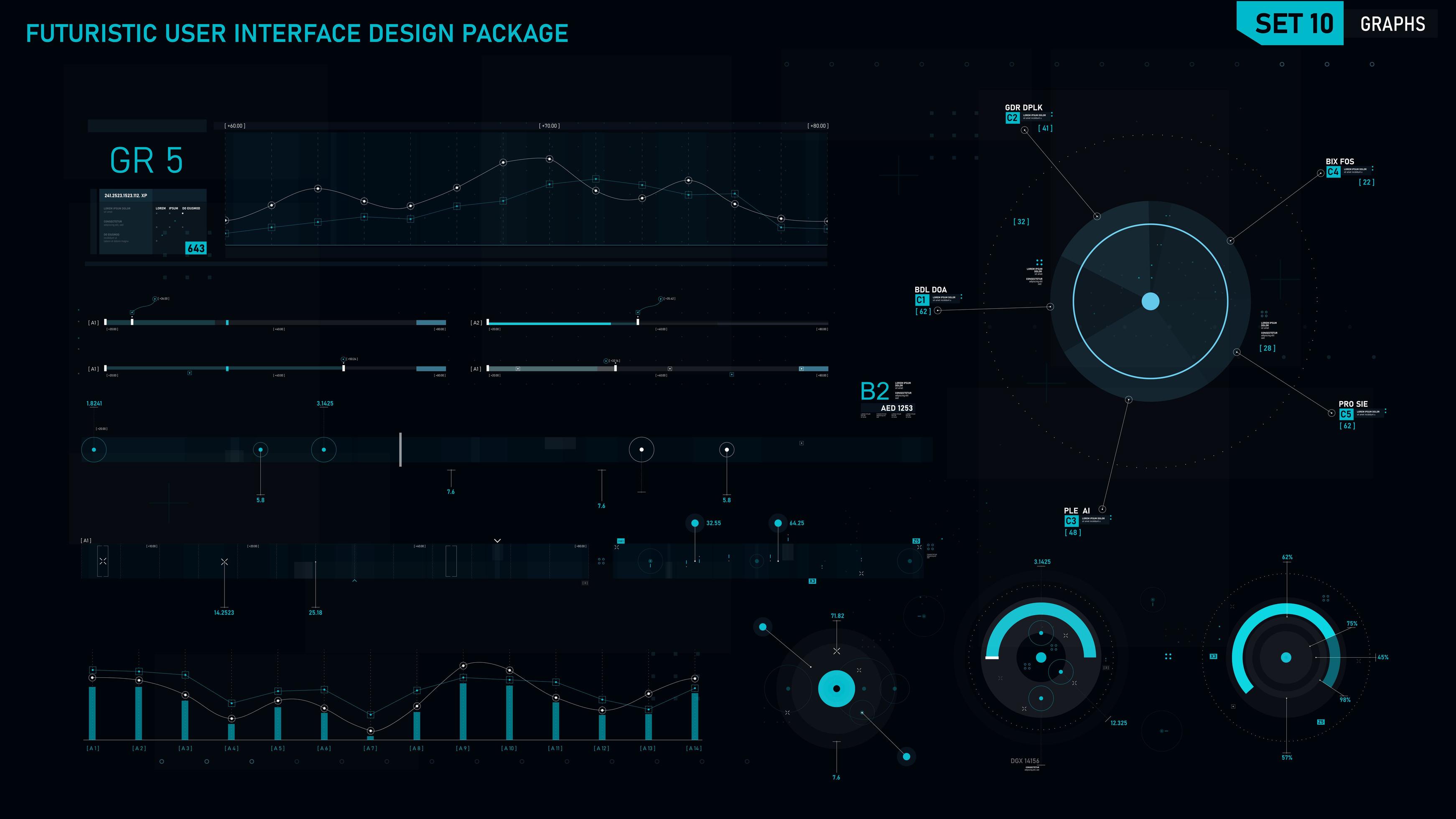 Futuristic user interface design element set 10 2804688 Vector Art at ...
