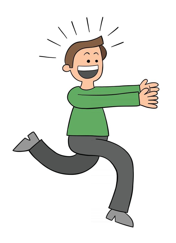 El hombre de dibujos animados está emocionado y corriendo para atrapar ... El hombre de dibujos animados está emocionado y corriendo para atrapar ...