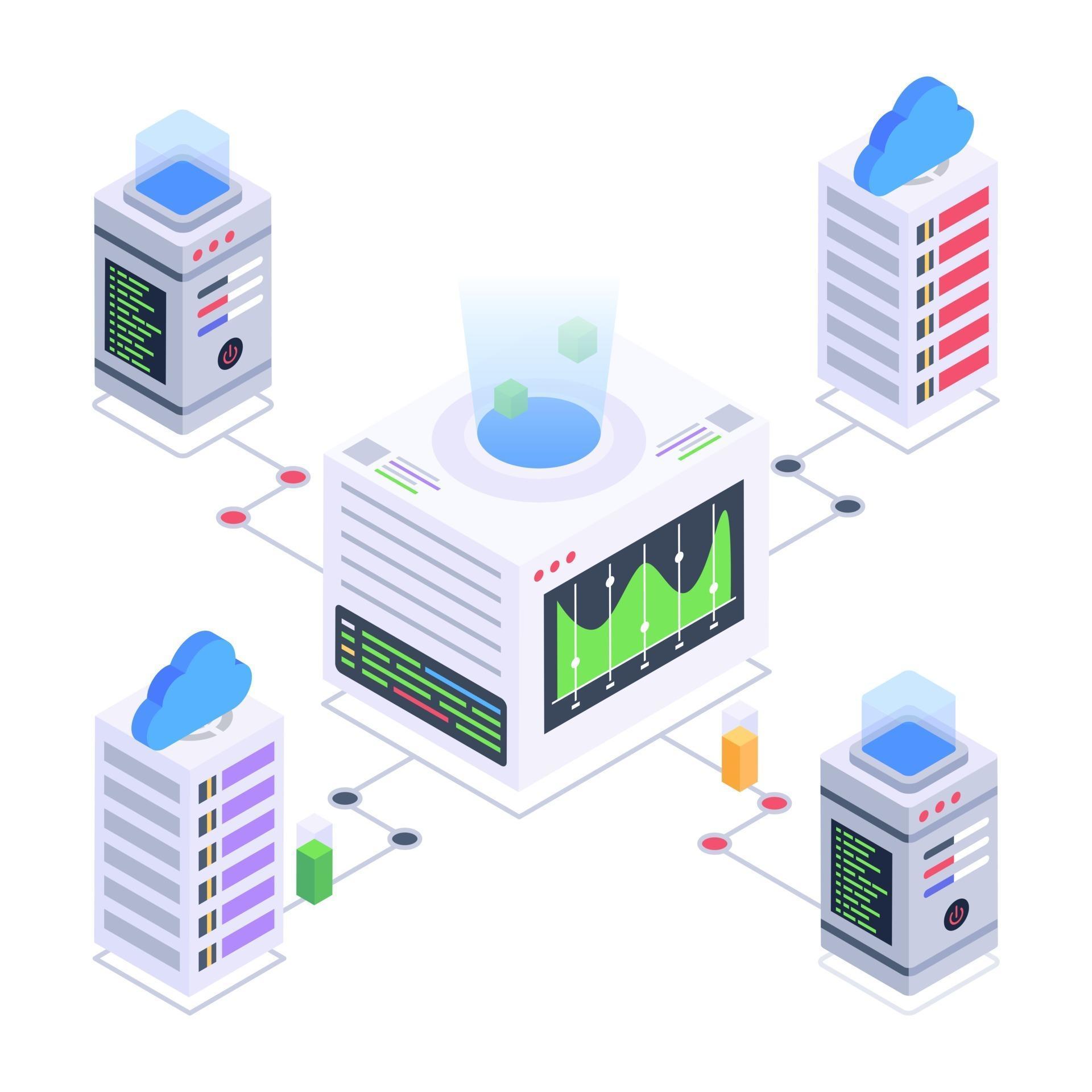 Data Network and servers 2811517 Vector Art at Vecteezy