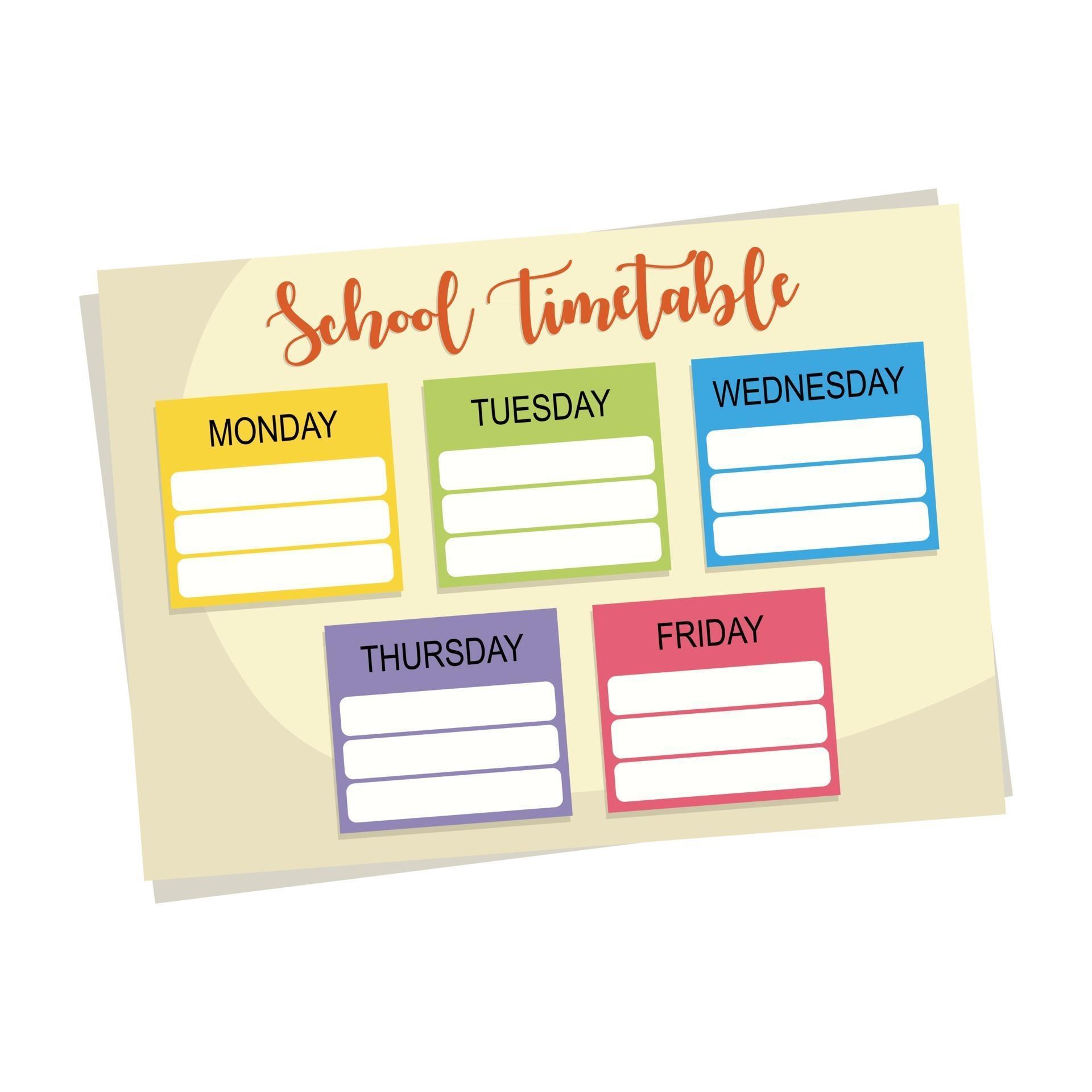 Cartoon school timetable schedule 2813619 Vector Art at Vecteezy Cartoon school timetable schedule 2813619 Vector Art at Vecteezy