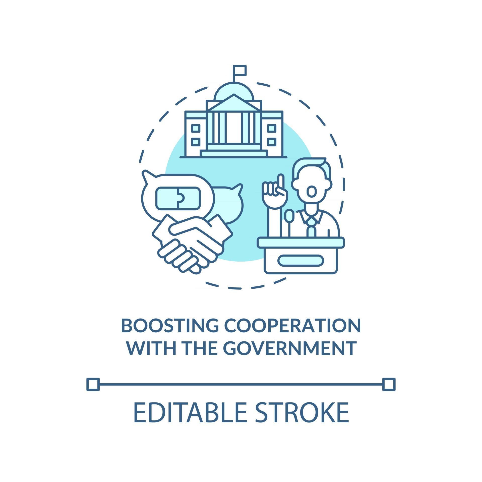 Boosting cooperation with government concept icon. Community ...
