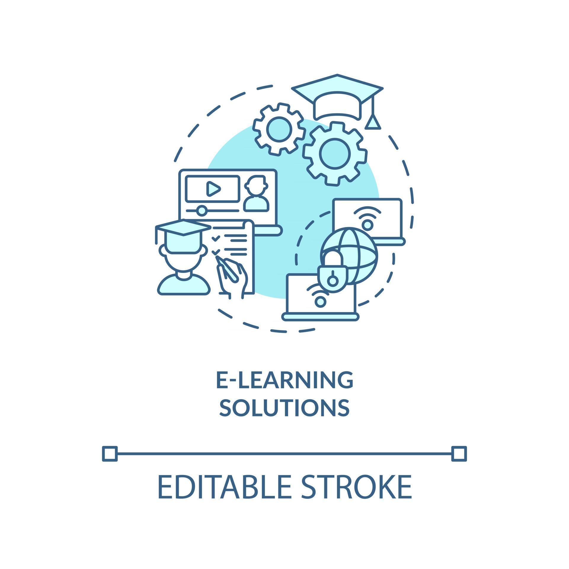 E-learning solutions concept icon. Community development abstract idea ...