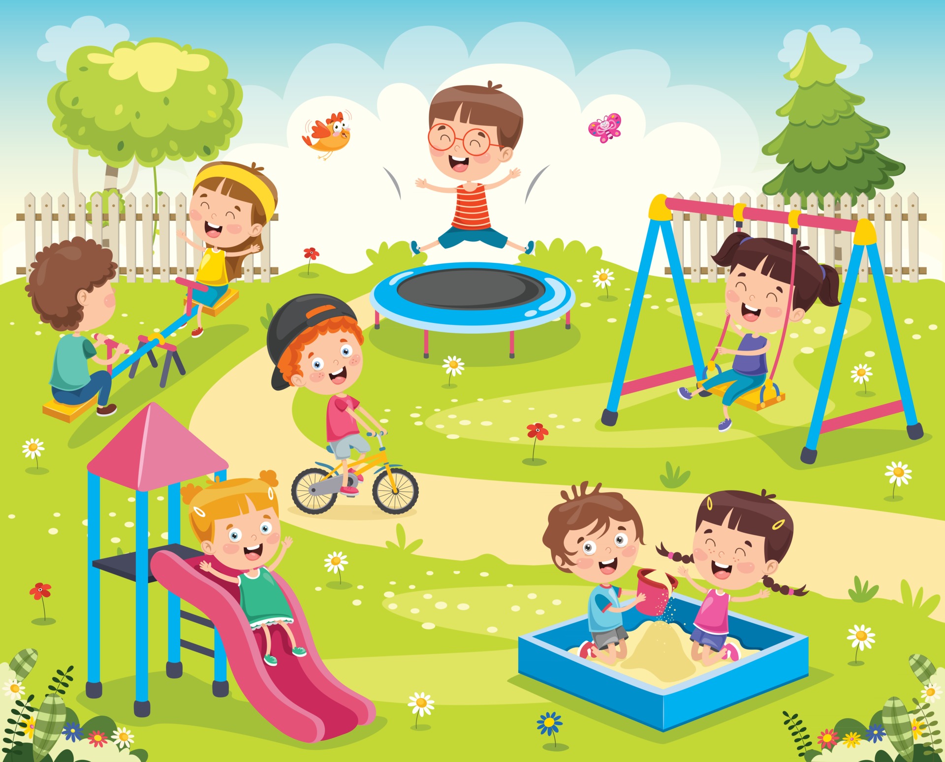 Children Playing In The Park 2822917 Vector Art at Vecteezy Children Playing In The Park 2822917 Vector Art at Vecteezy