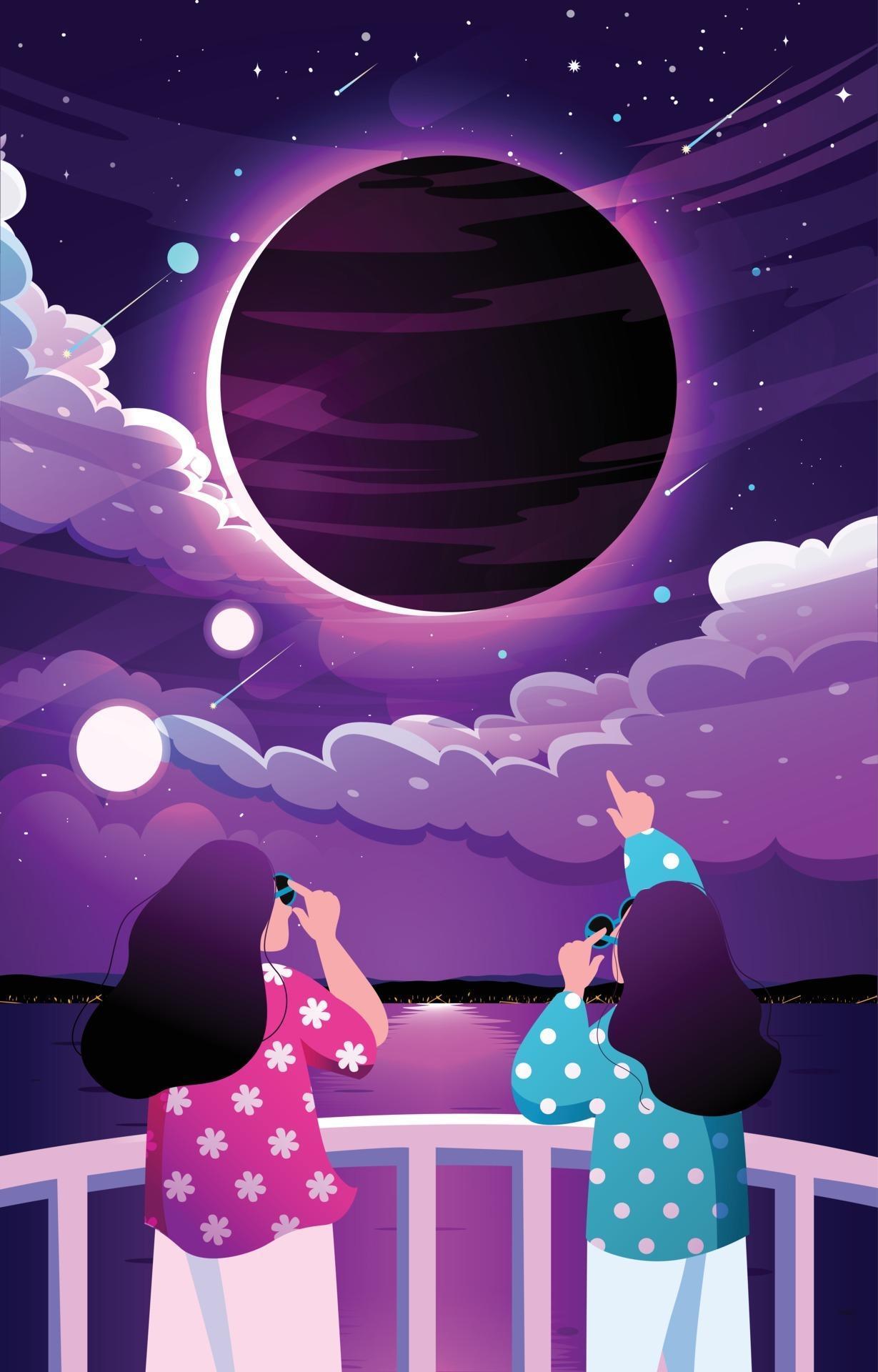 People Watching Solar Eclipse 2823364 Vector Art at Vecteezy