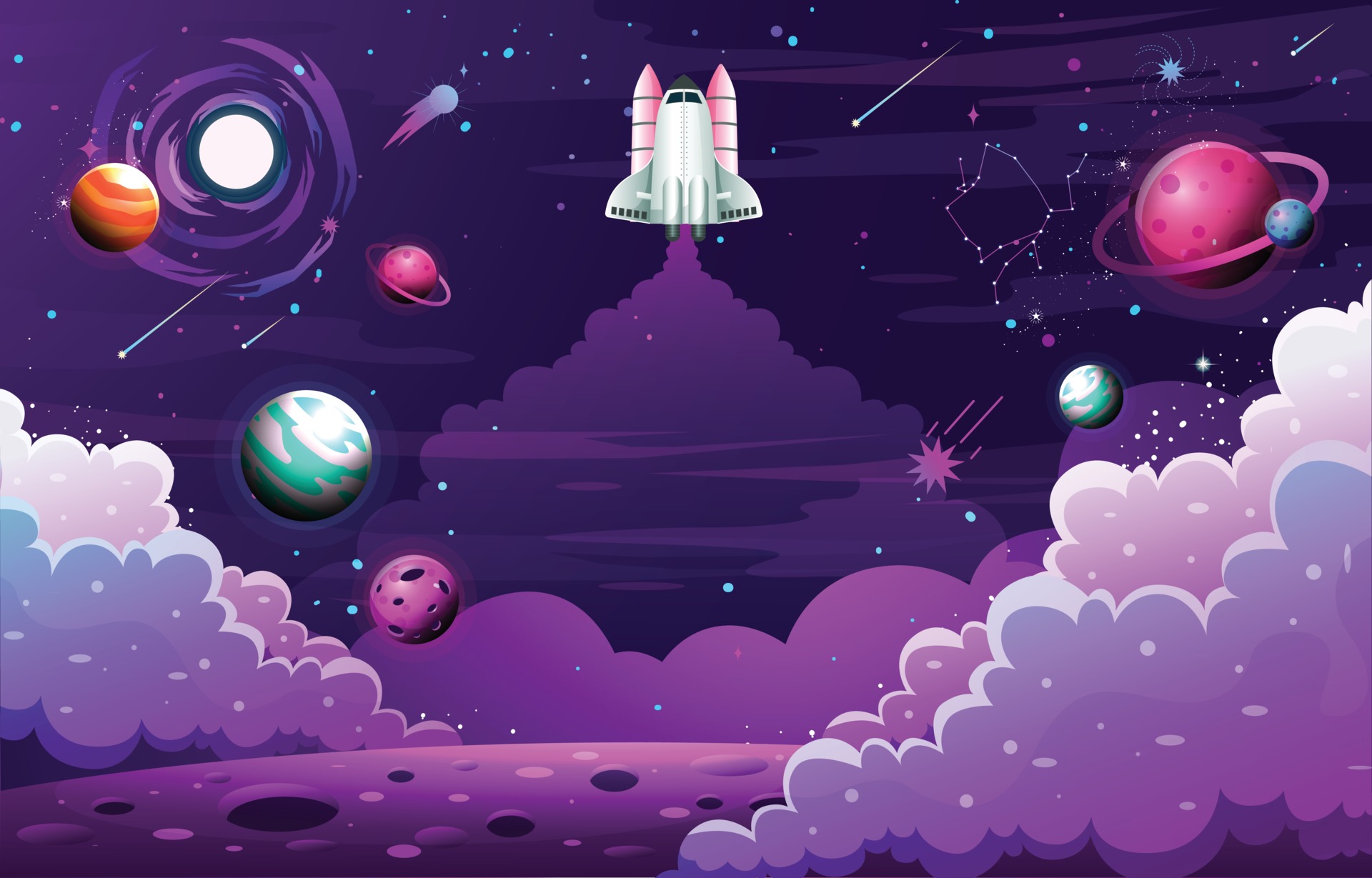 Colorful Planets of Solar System Pro Background 2823370 Vector Art at ...