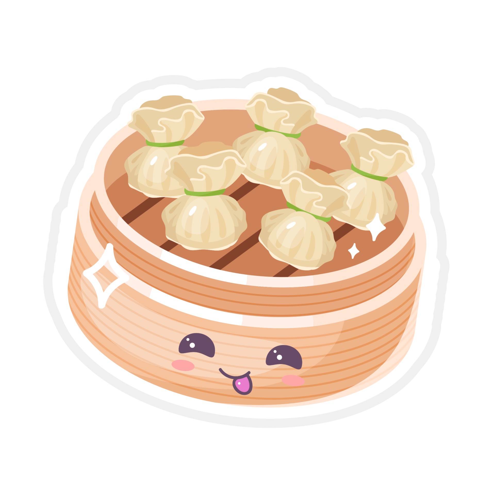 Chinese Dim Sum Cute Kawaii Vector Characters Set Asian Dish With