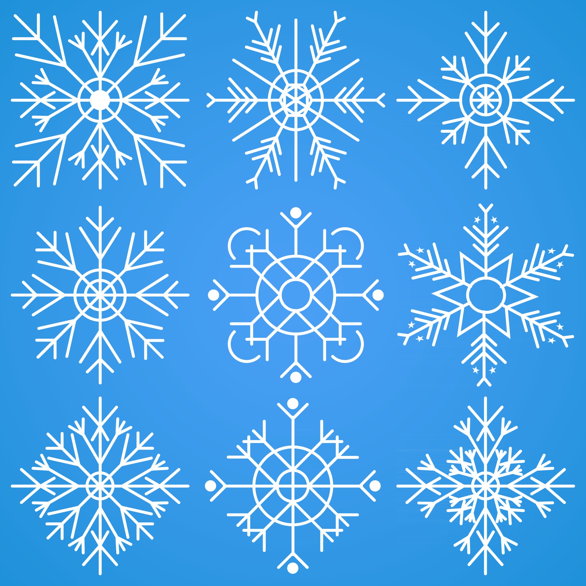 Snowflake icons.Vector set of snowflake icons. Winter design elements ...