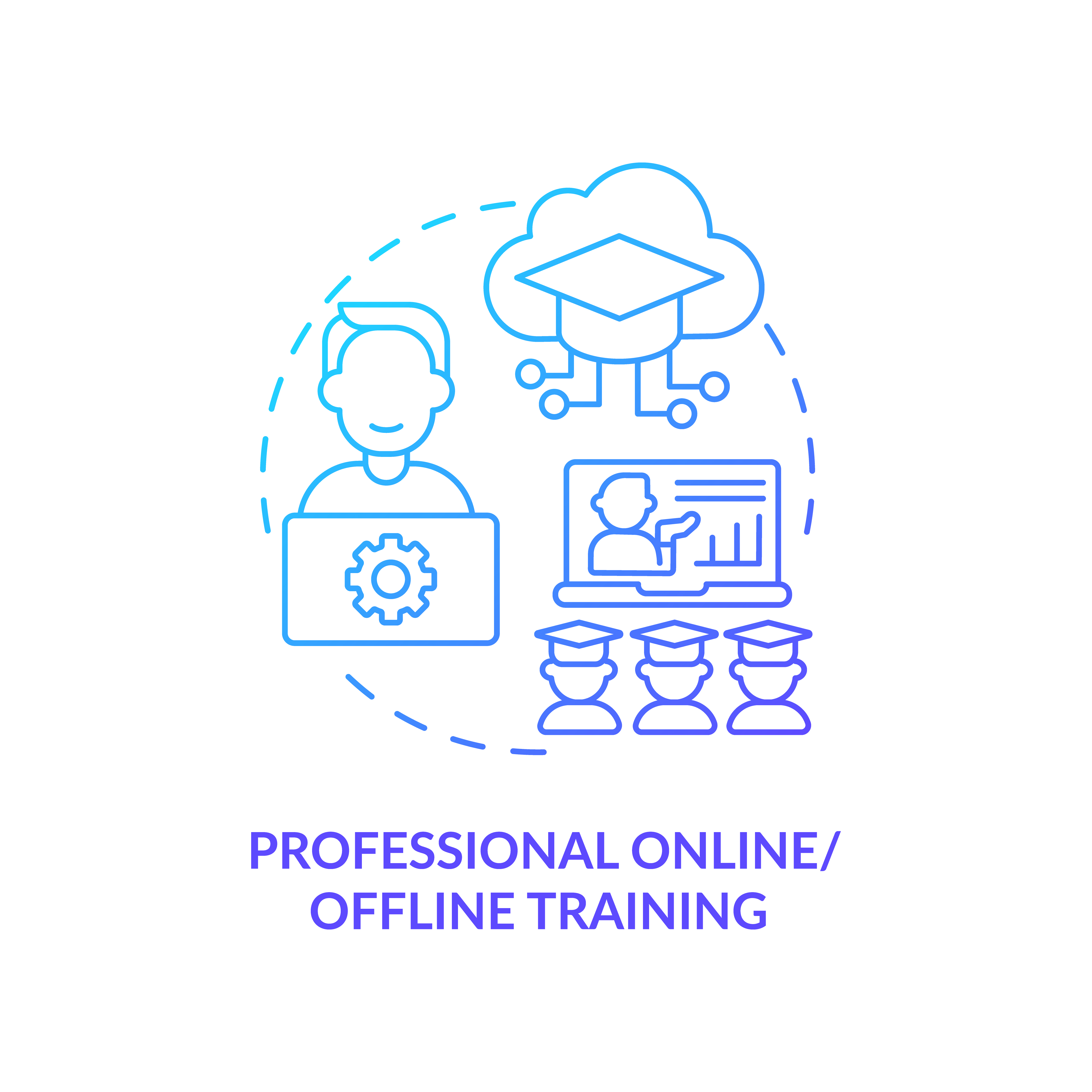 Online, offline training concept icon. Flexible approach abstract idea ...