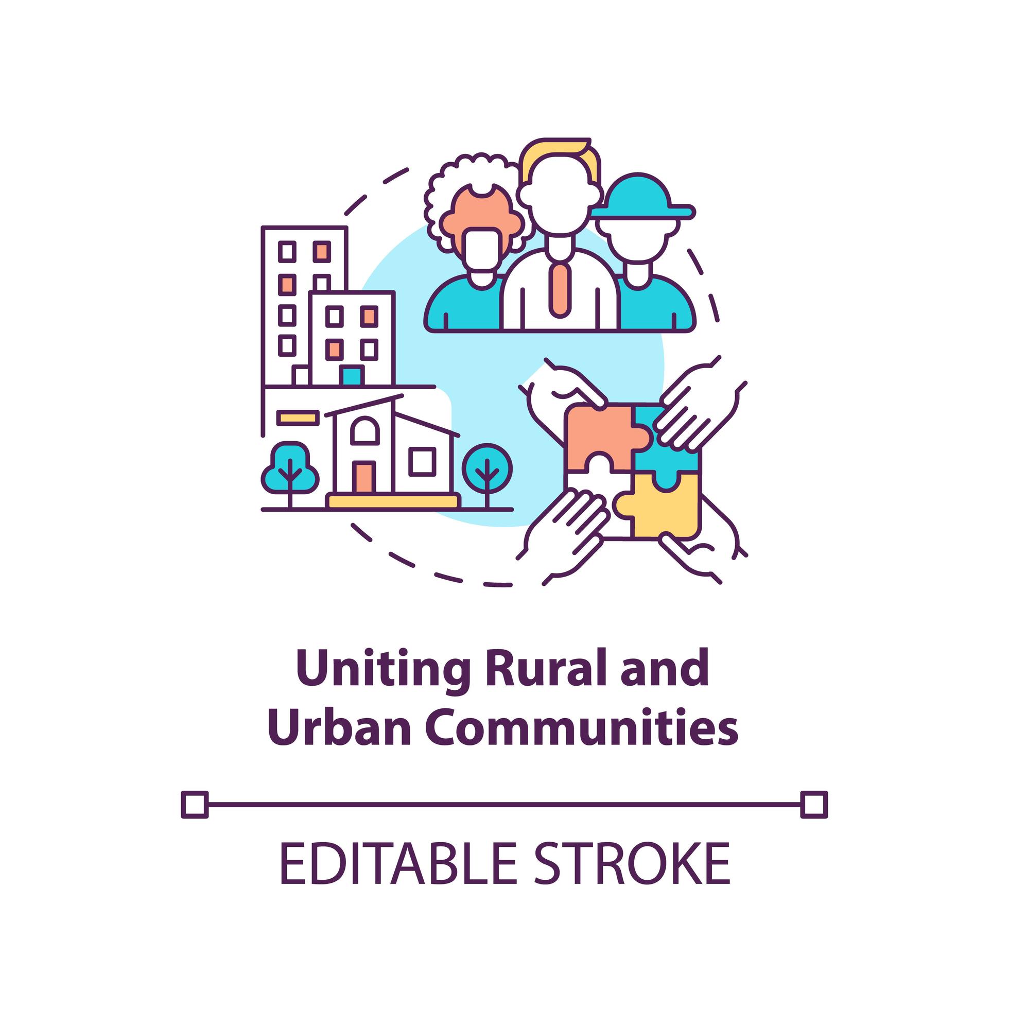 Uniting Rural And Urban Communities Concept Icon Integration Between Cities And Countrysides