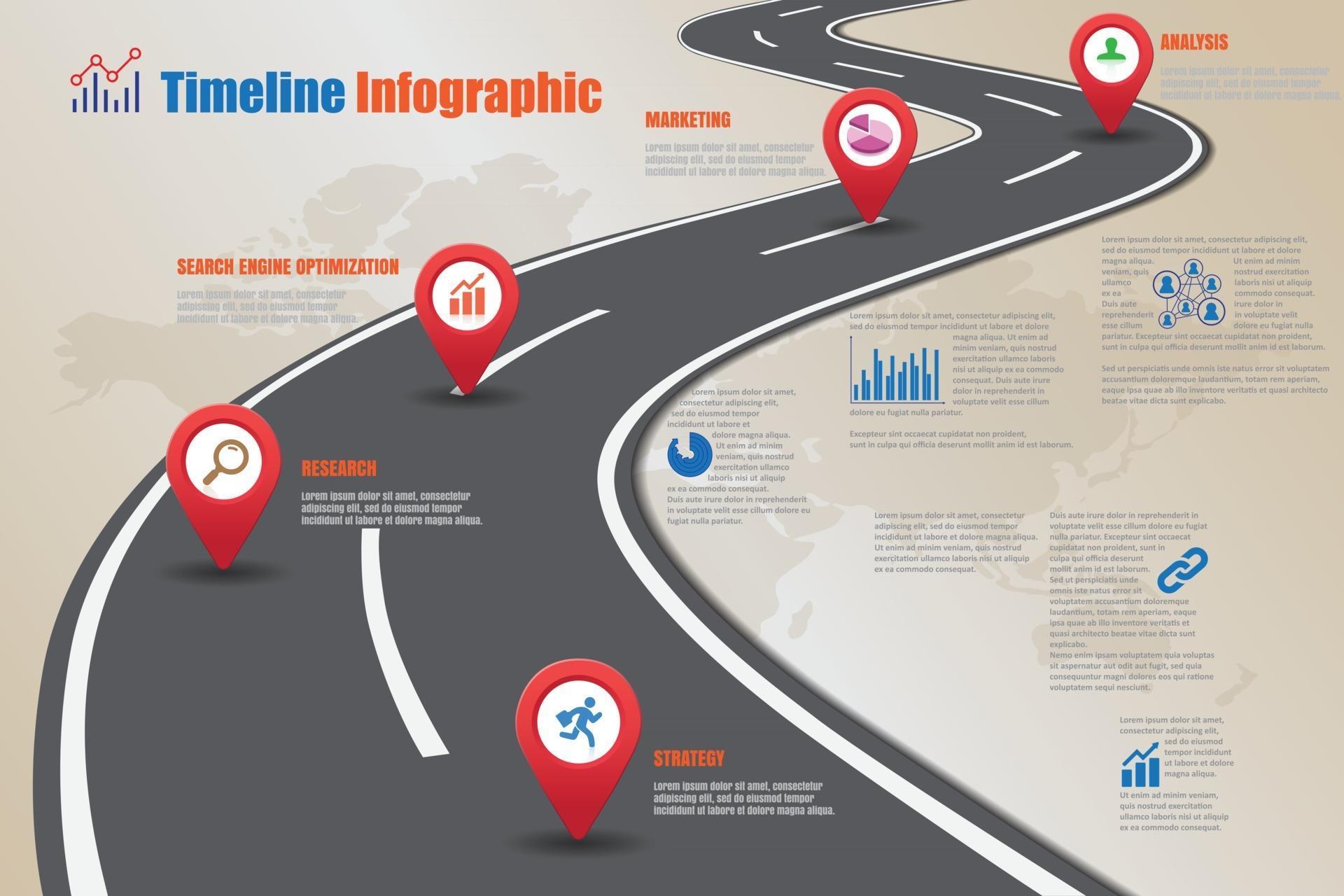 Business roadmap timeline infographic icons designed for abstract ...