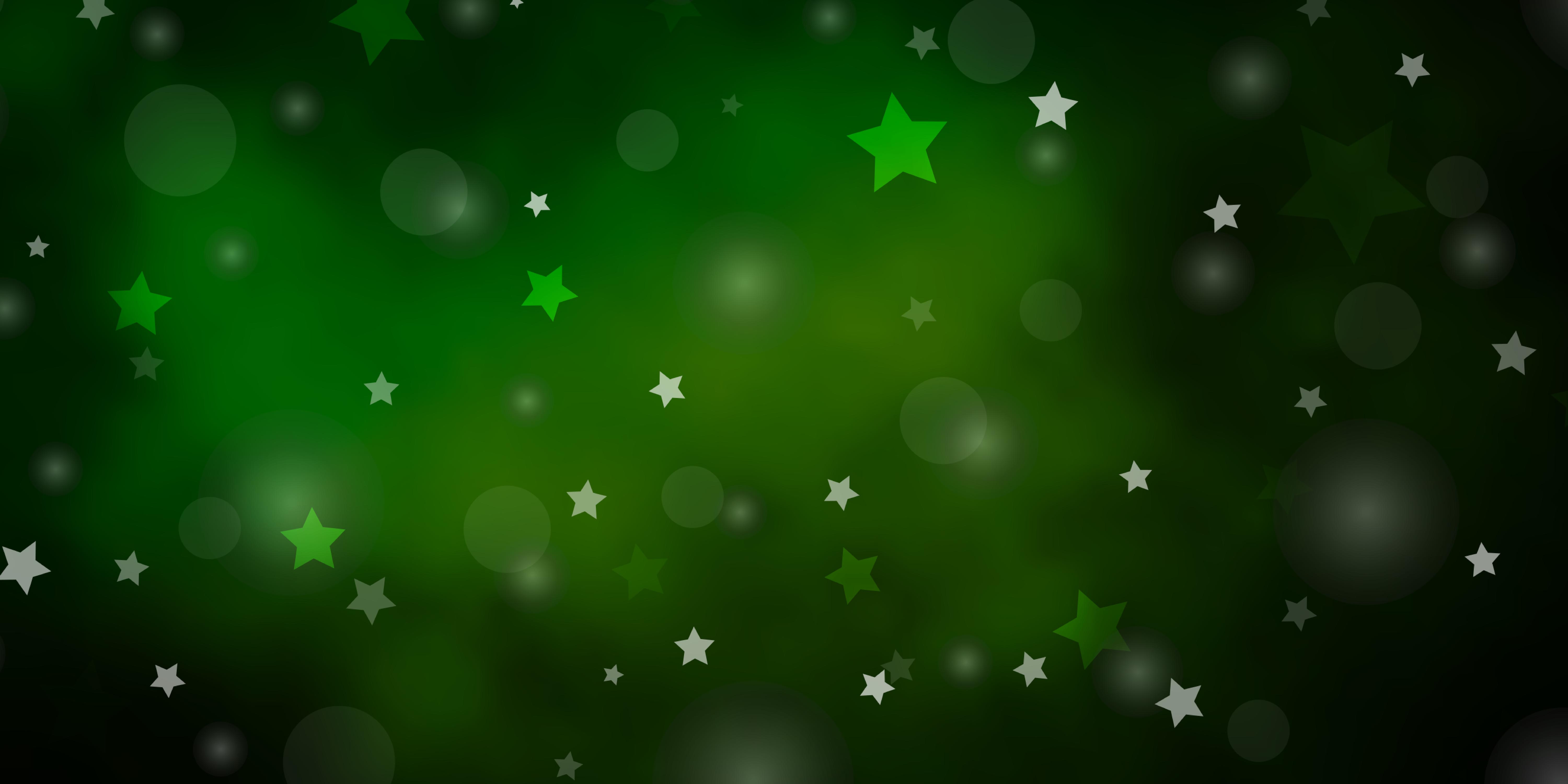 Dark Green Vector Background With Circles Stars Colorful Disks Stars On Simple Gradient