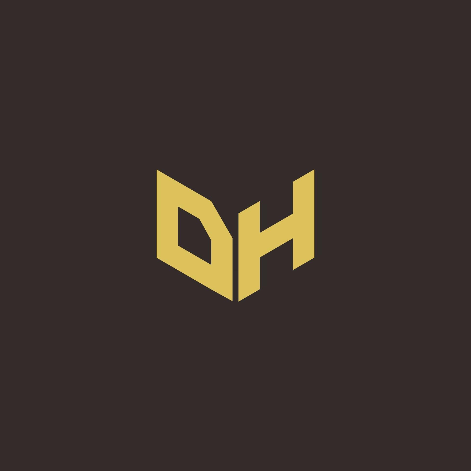 DH Logo Letter Initial Logo Designs Template with Gold and Black ...