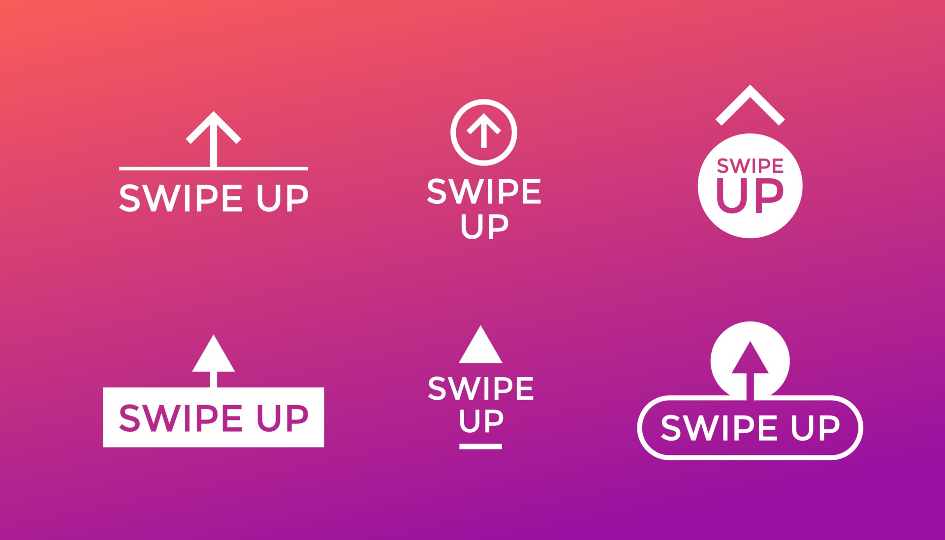Swipe Up Button Icon Set On Gradient Background Application And Social Network Scroll Arrow