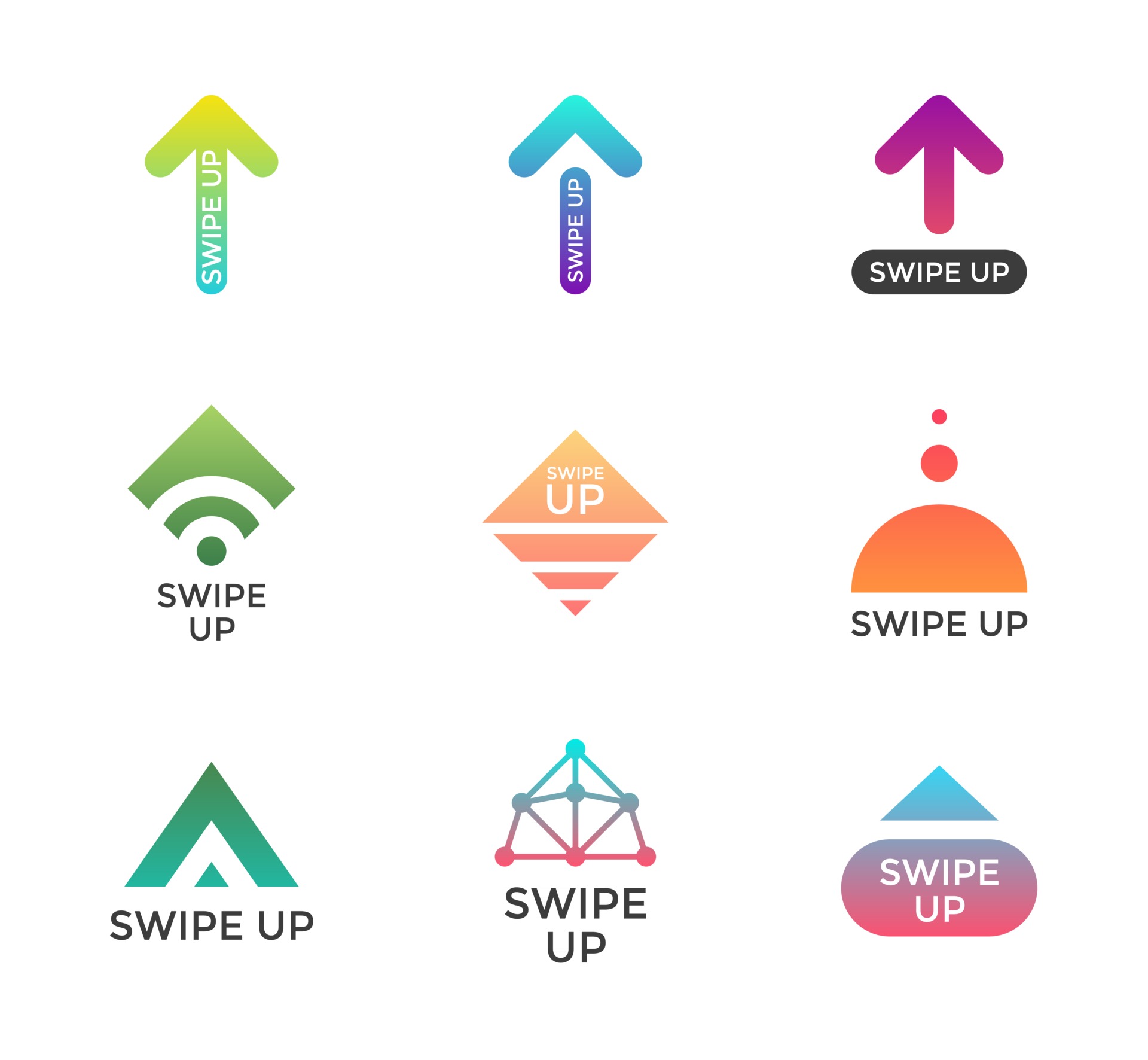 Swipe Up Top Button Icon Set Application And Social Network Scroll