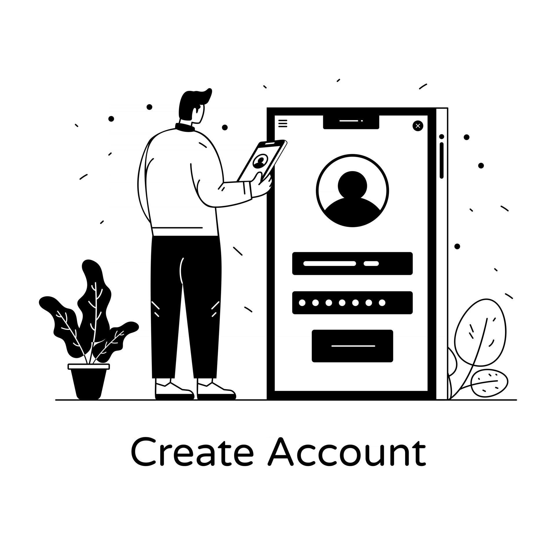 Create Mobile Account 2840708 Vector Art at Vecteezy