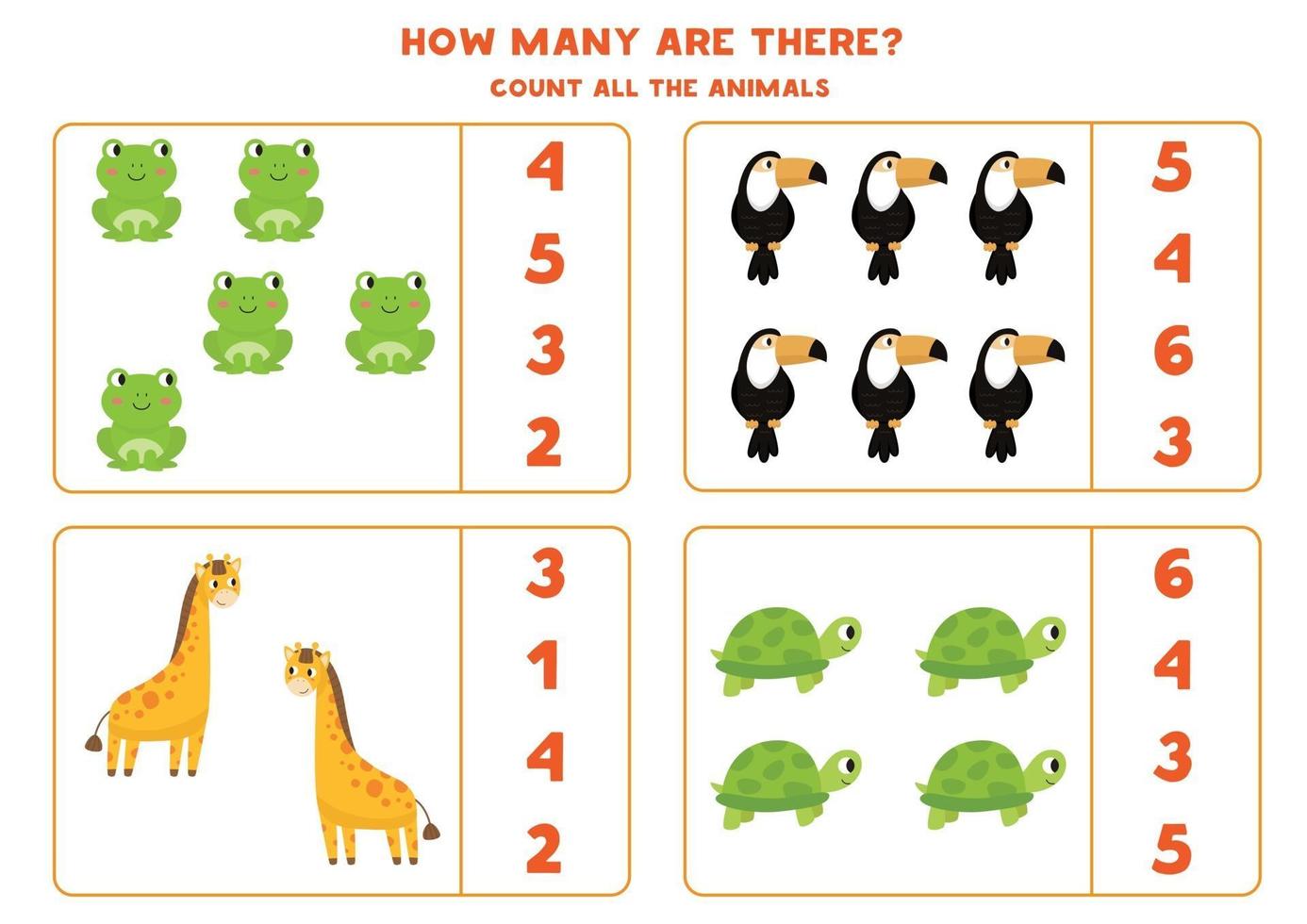 Counting educational game for kids. Wild animals. 2847743 Vector Art at ...