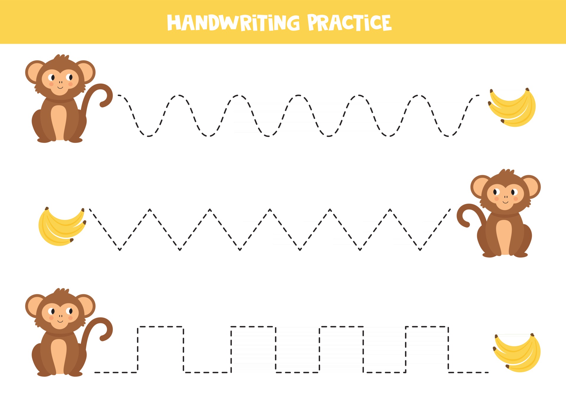 Trace the lines between happy monkeys and their bananas. 2847819 Vector ...