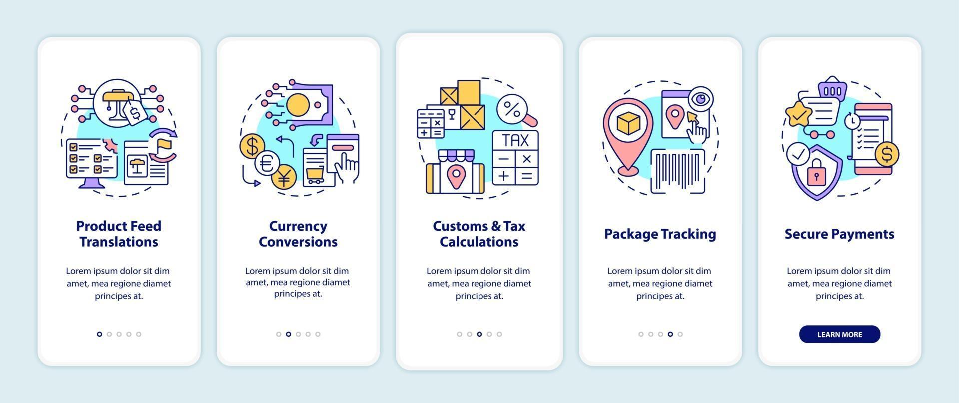 International Marketplaces Services Onboarding Mobile App Page Screen Package Track Walkthrough