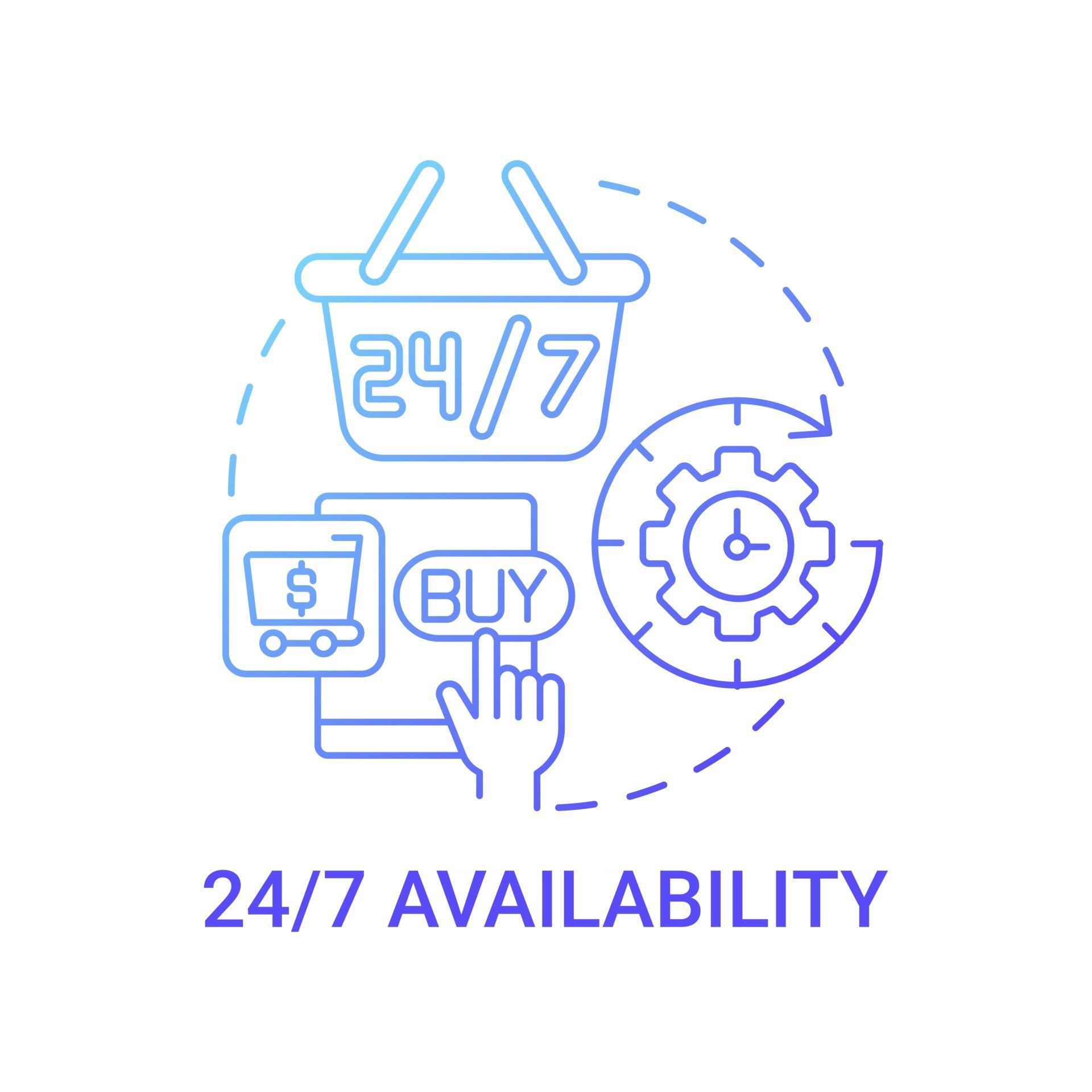 24 7 Availability Concept Icon Online Marketplace Benefit Abstract Idea Thin Line Illustration