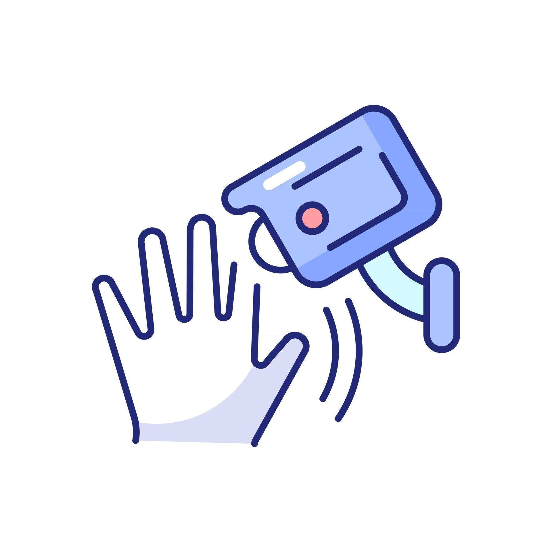 Motion detection camera RGB color icon. Isolated vector illustration. Security control ...