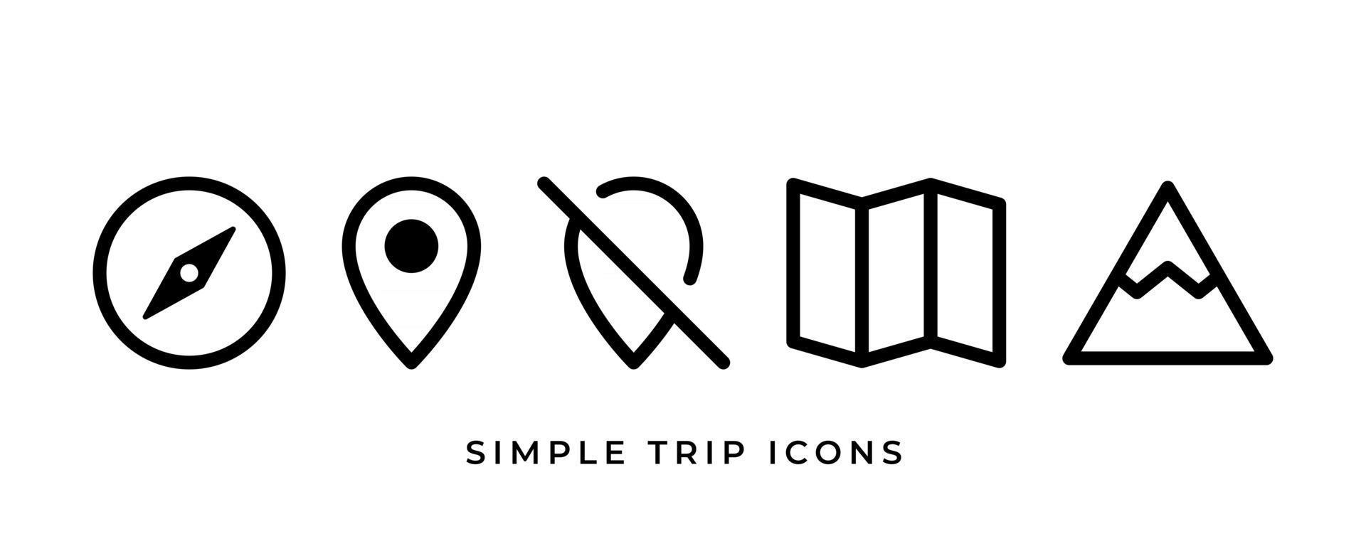 Route And Navigation Line Icons Set Map Location Modern Graphic