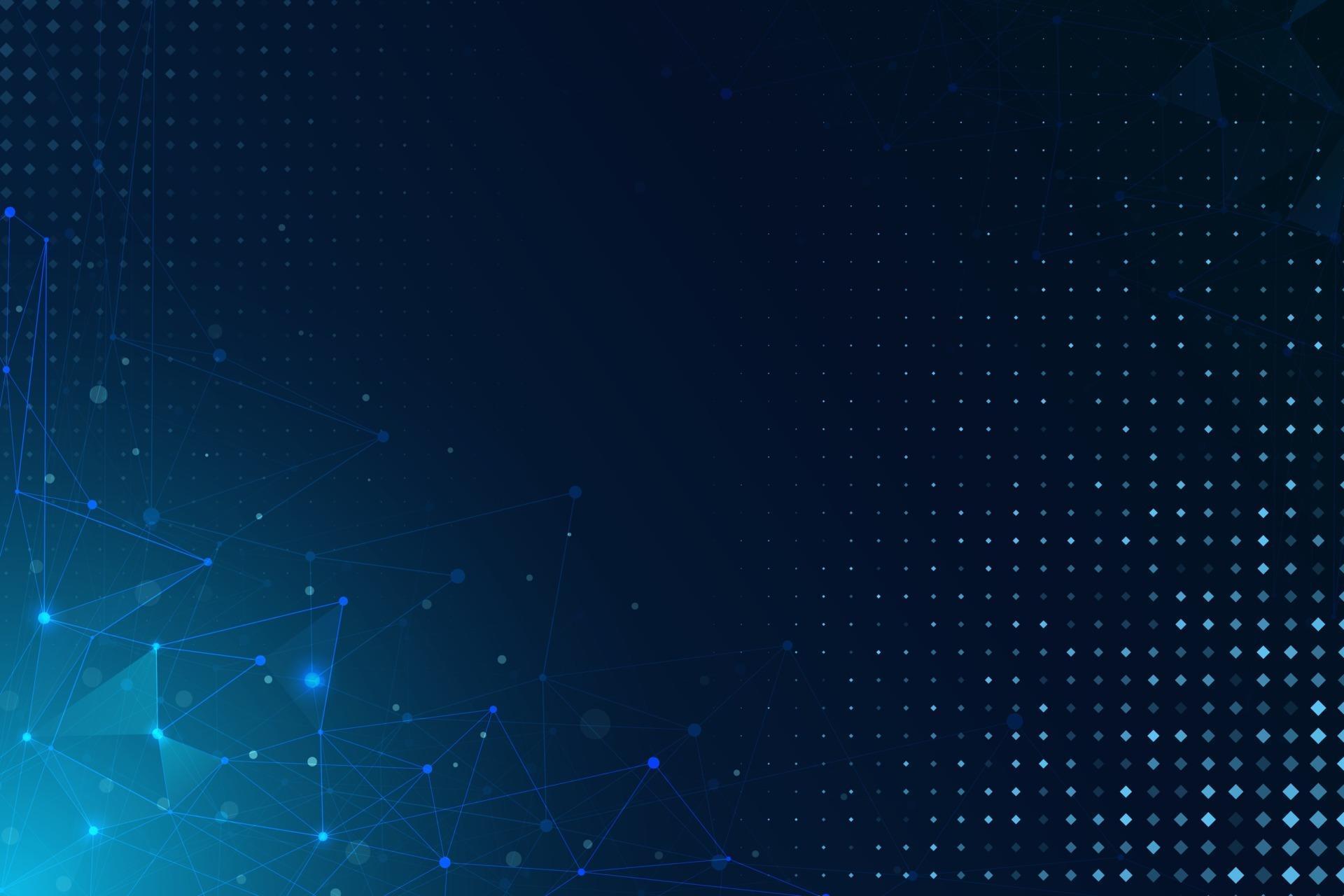 abstract blue polygon technology background. abstract technology network background with blue ...