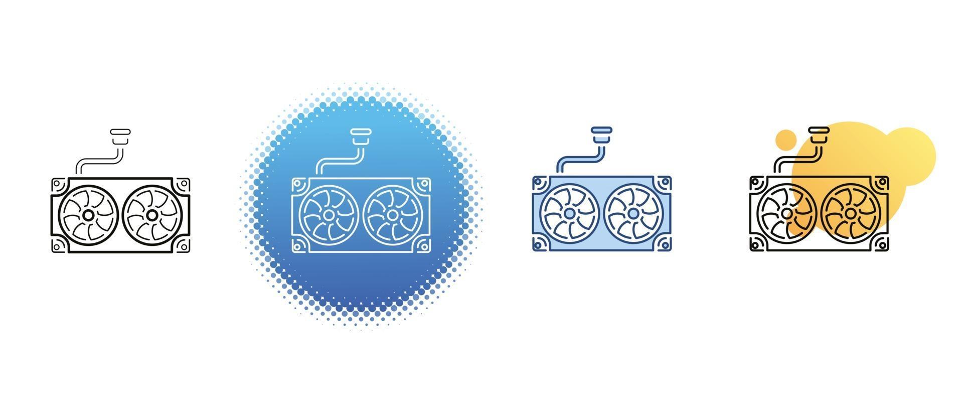 This is a set of contour and color icons of the computer cooling system ...
