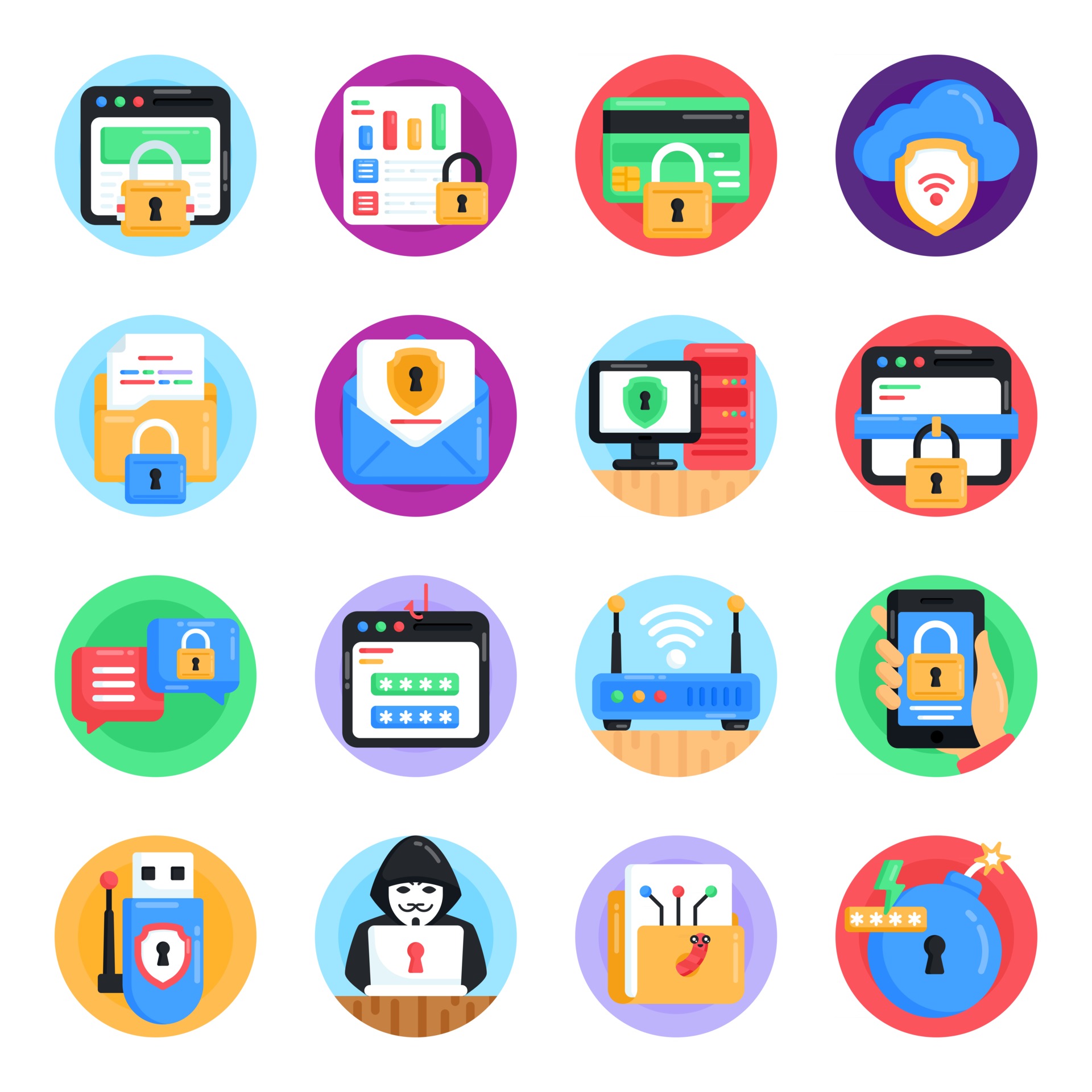 Set Of Cybersecurity 2861783 Vector Art At Vecteezy