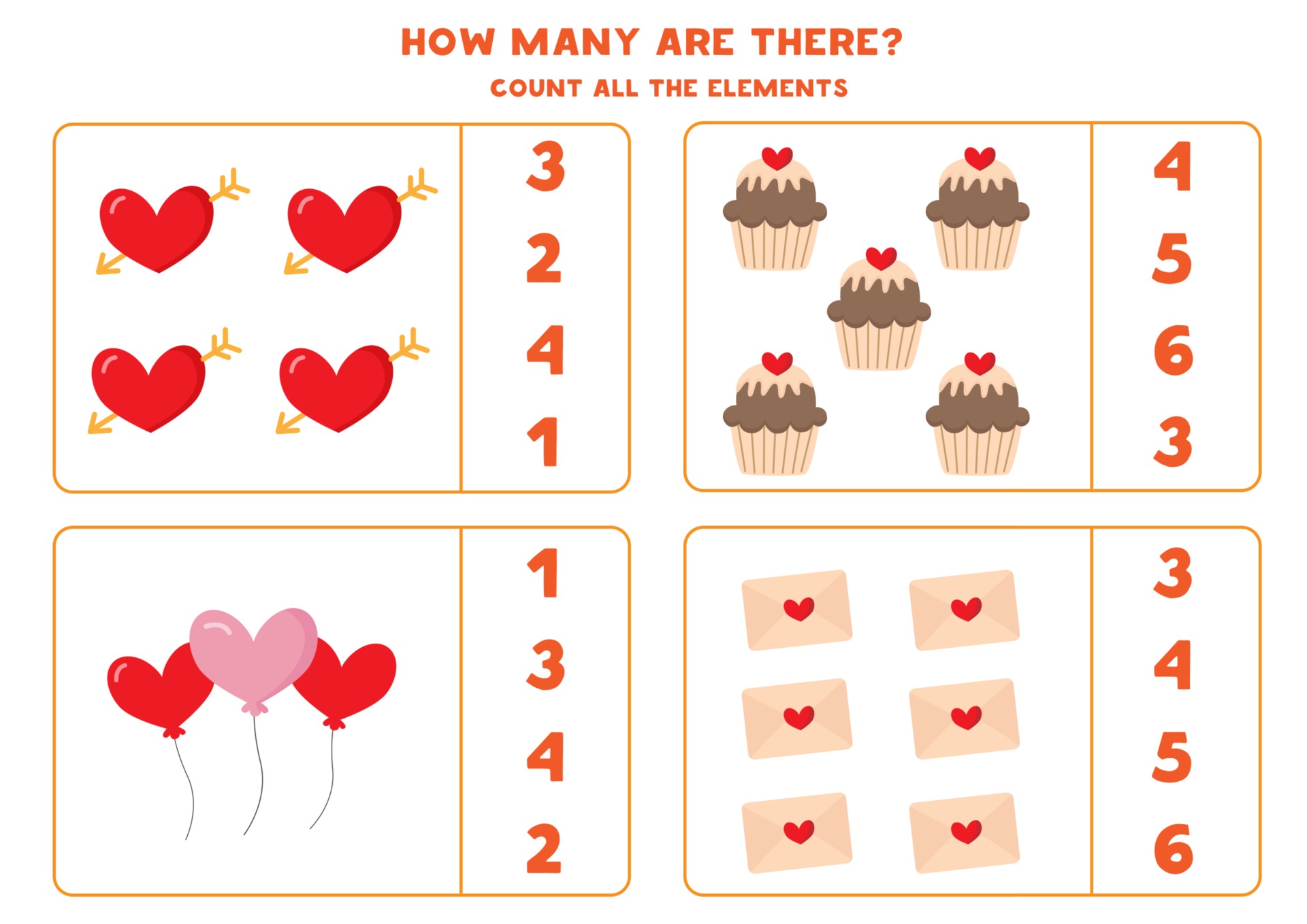 How many are there, count all valentine day elements. 2861948 Vector ...