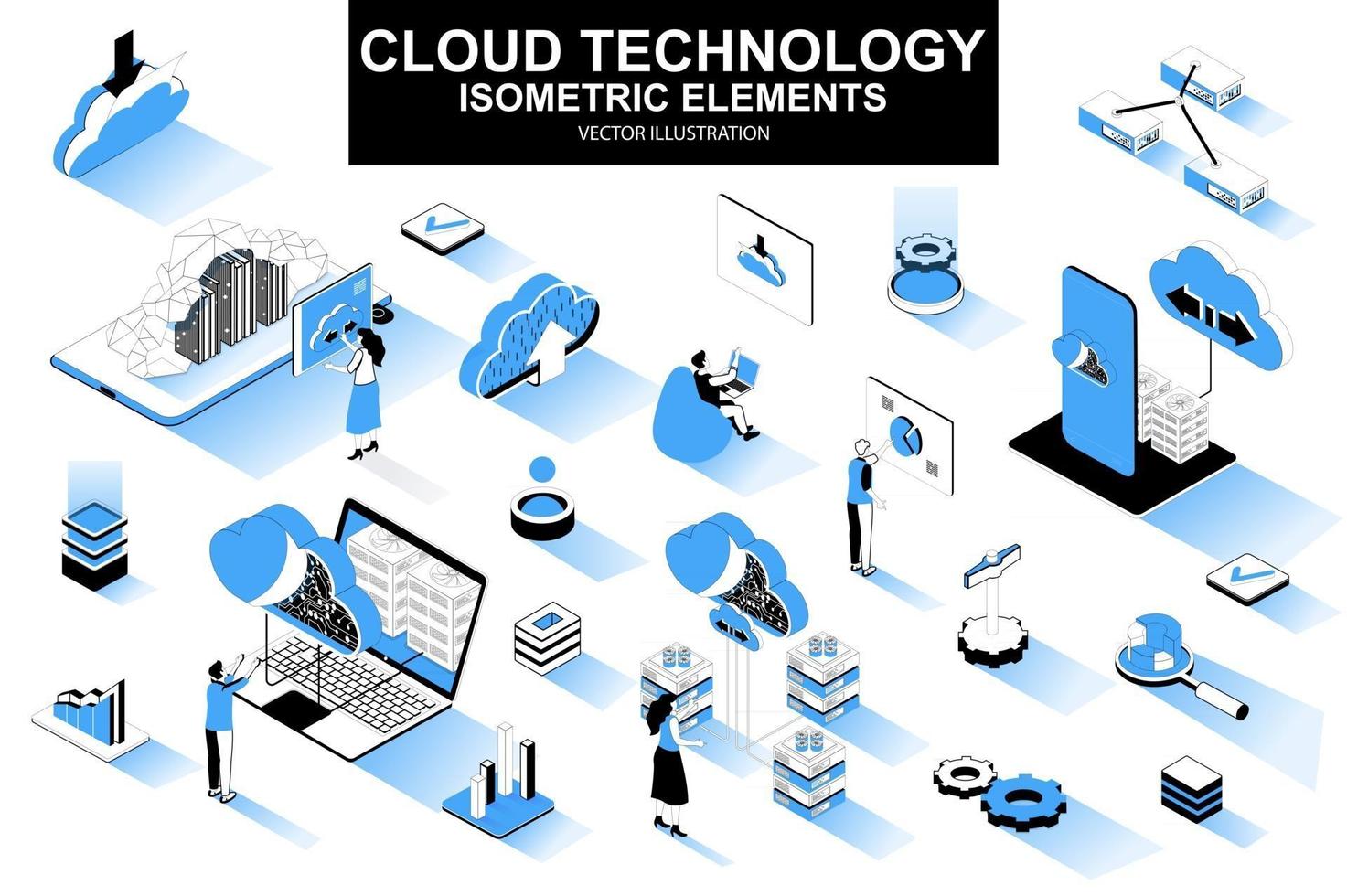 Cloud technology bundle of isometric elements 2863917 Vector Art at ...