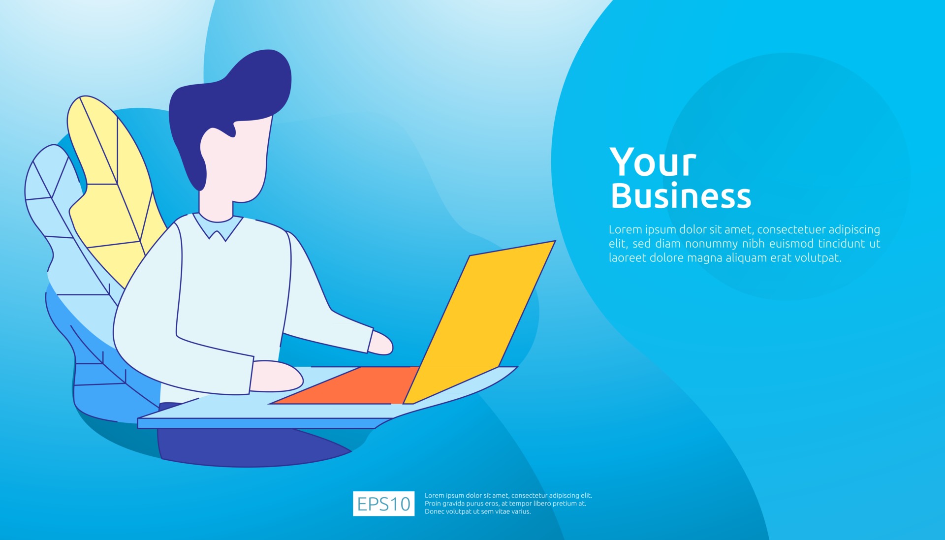 businessman working at a laptop computer in the workplace desk office ...