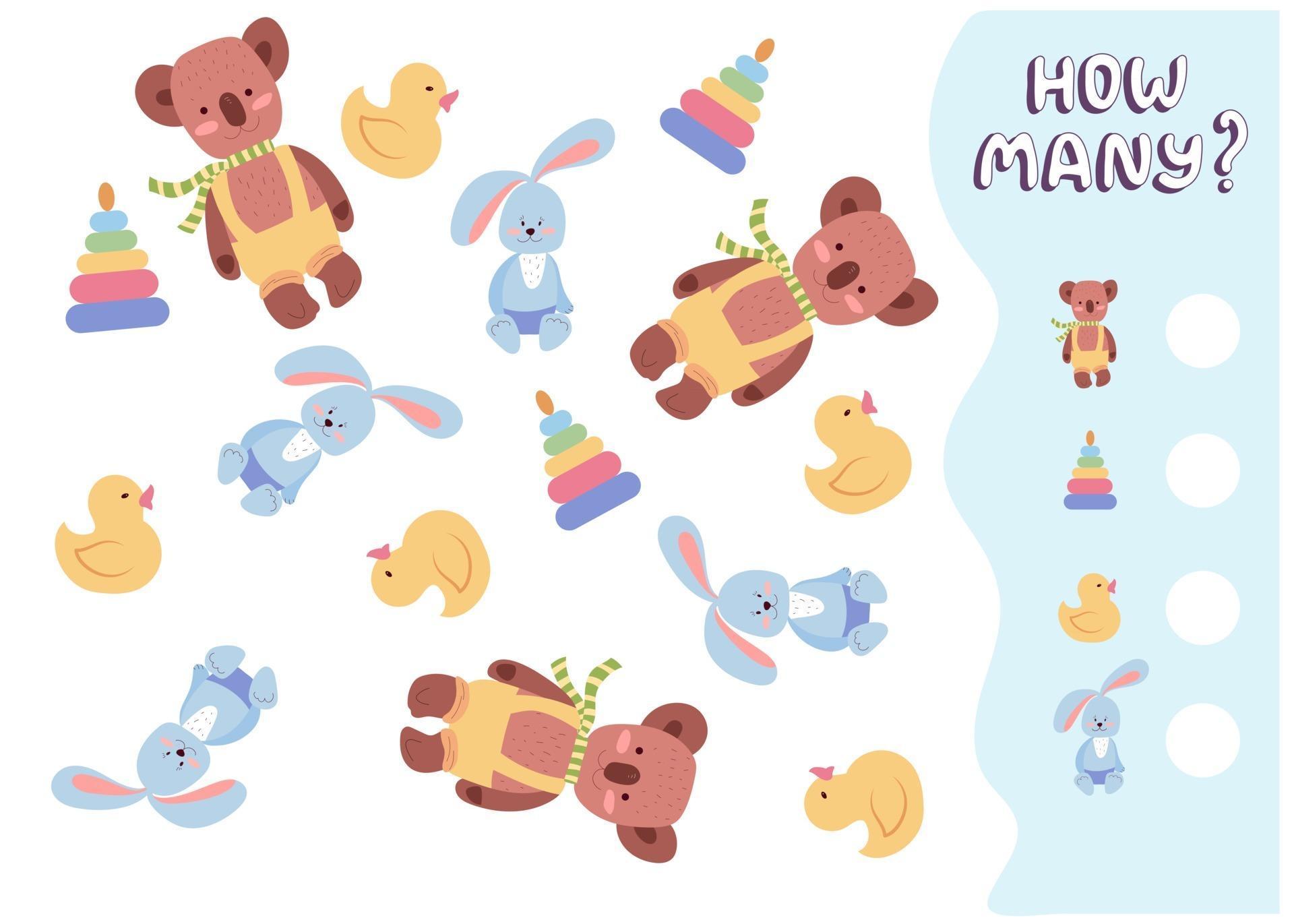 Counting game for preschool kids. Educational math game. Count how many ...