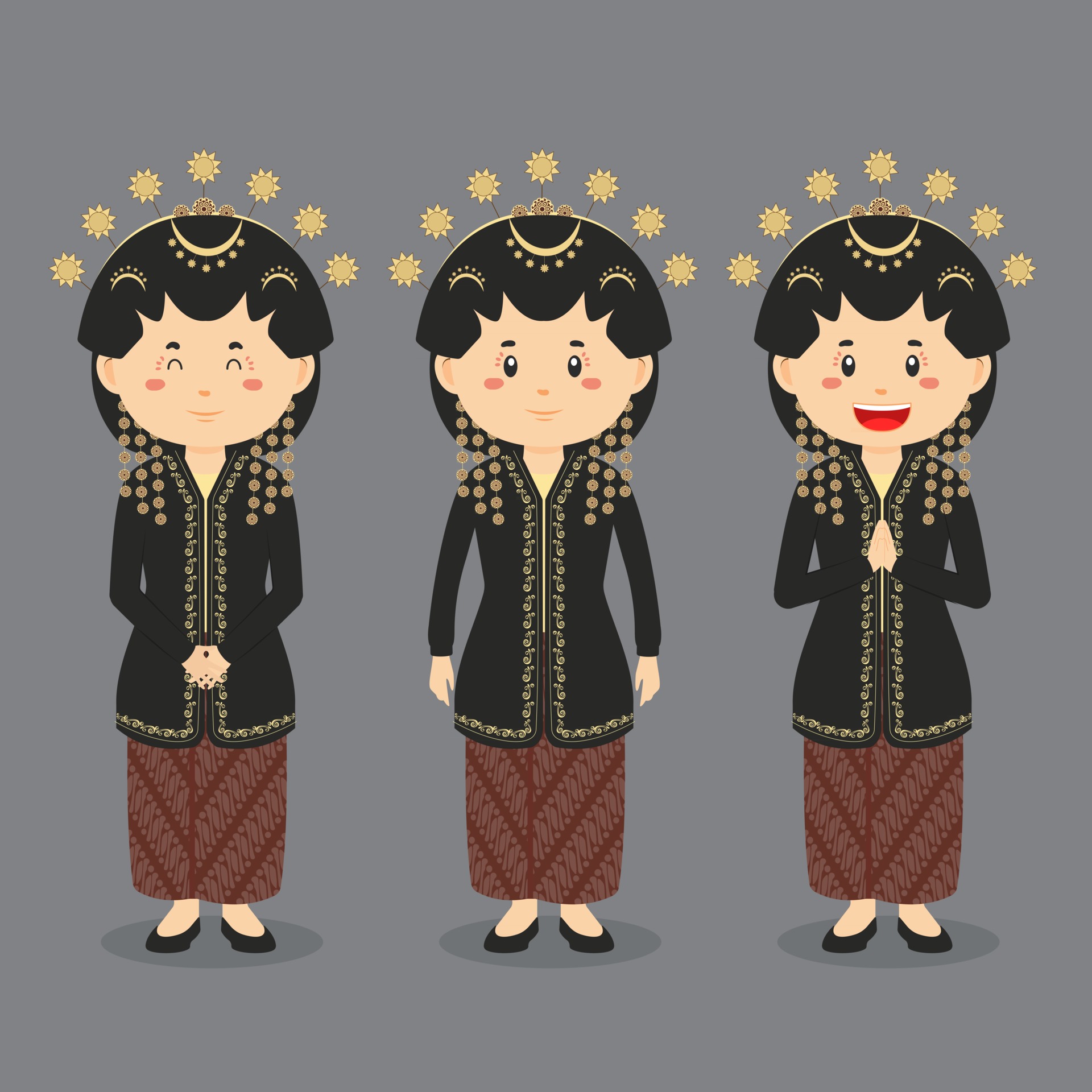 Central Java Character with Various Expression 2871050 Vector Art at ...