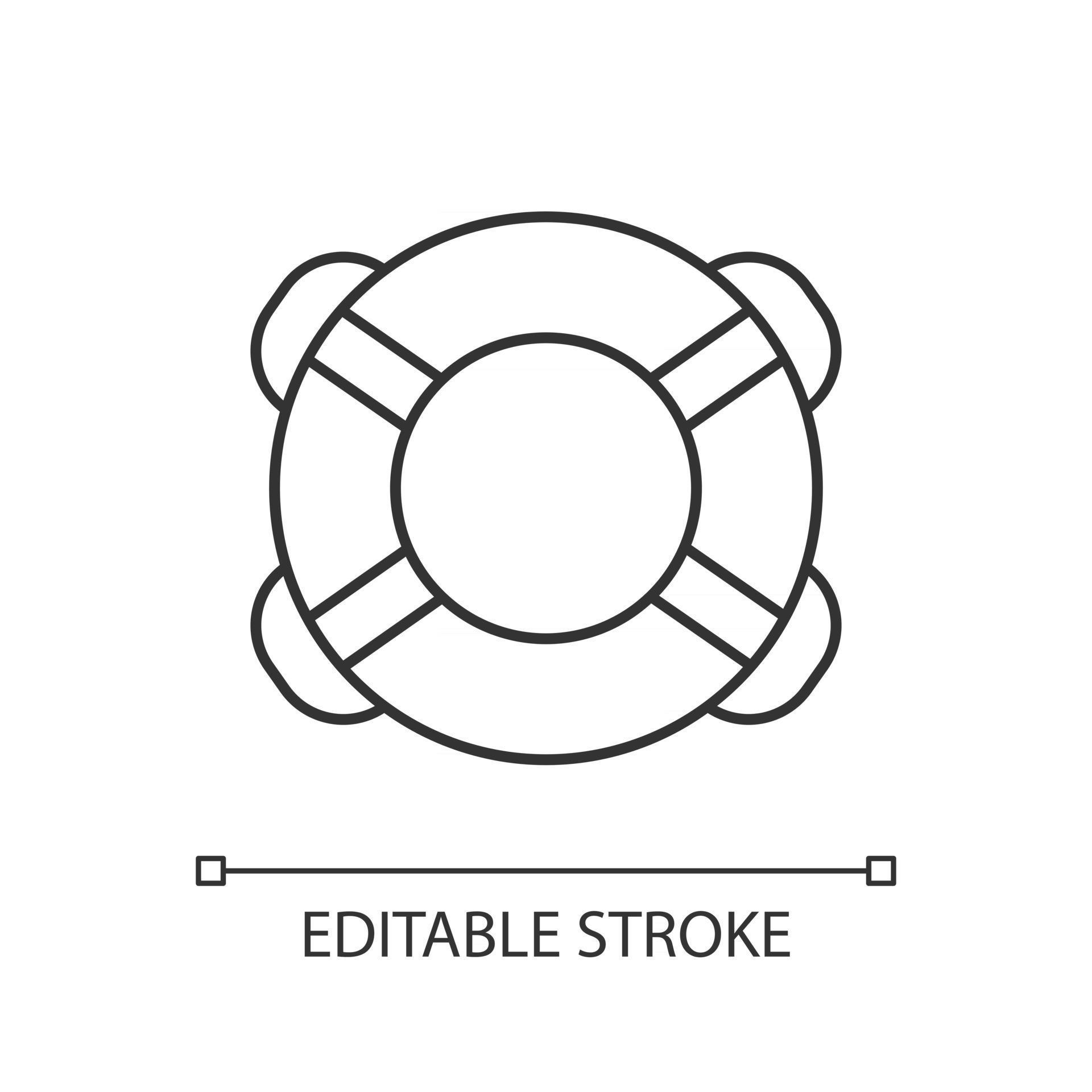 Ring buoy linear icon. Life preserver. Round floatation device ...